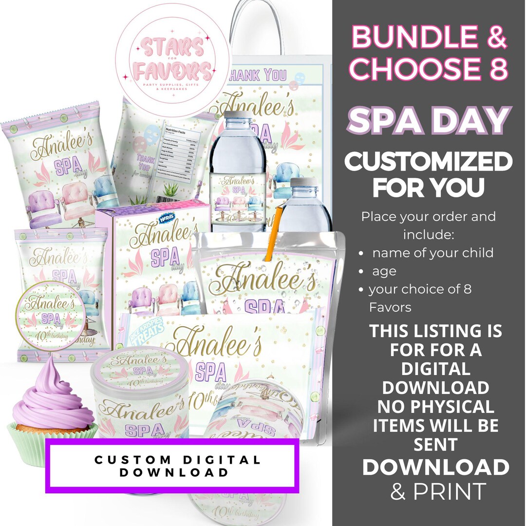 Choose 8 Spa Day Birthday Party Custom Party Favor Bundle Party ...