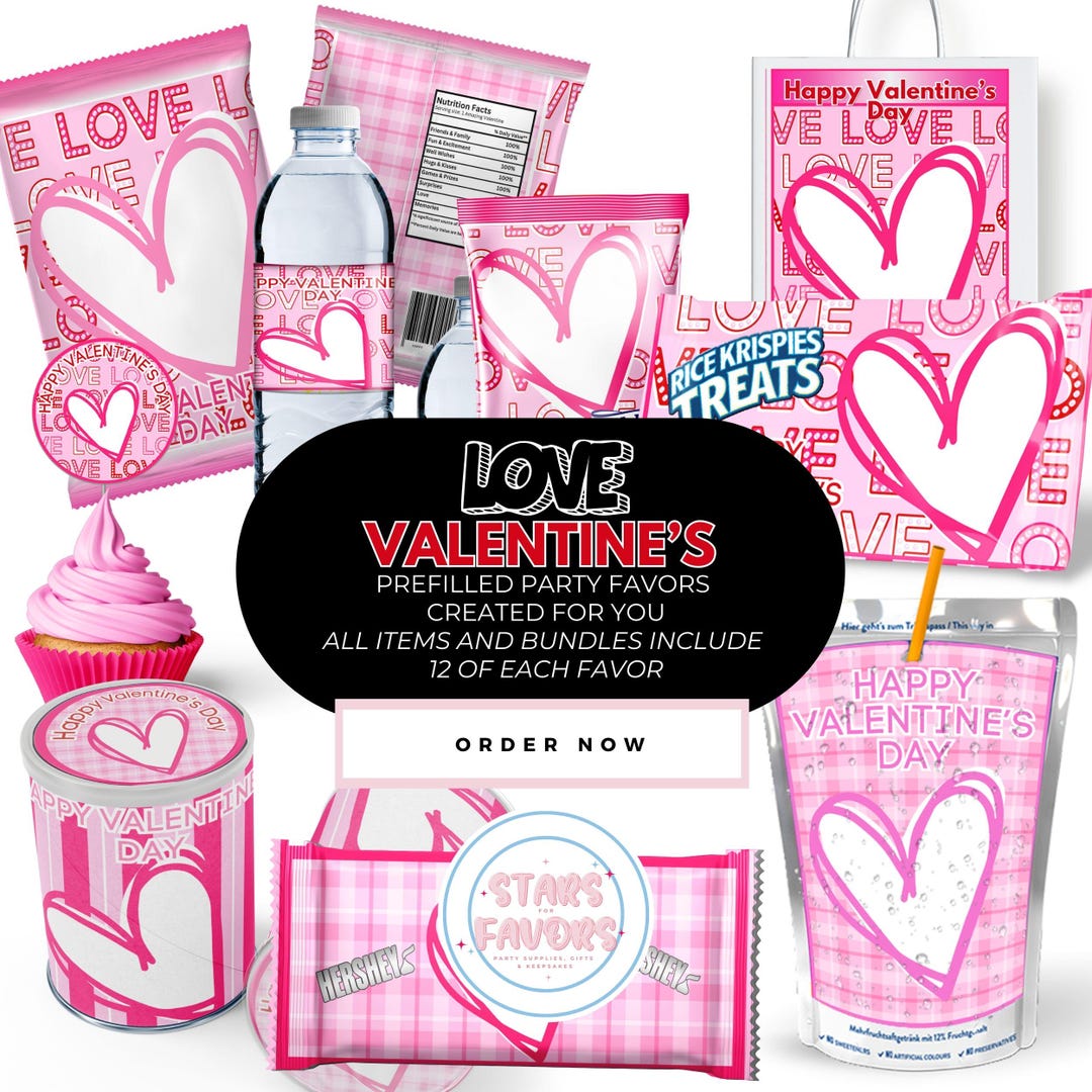 Love Valentine's Day Custom Party Favor Pink Custom Party Bundle,party ...