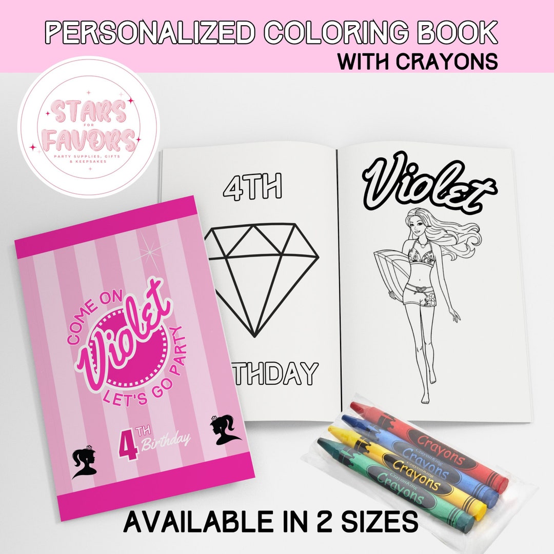 Fashion Doll Personalized Kids Coloring Books Birthday Party Activity ...