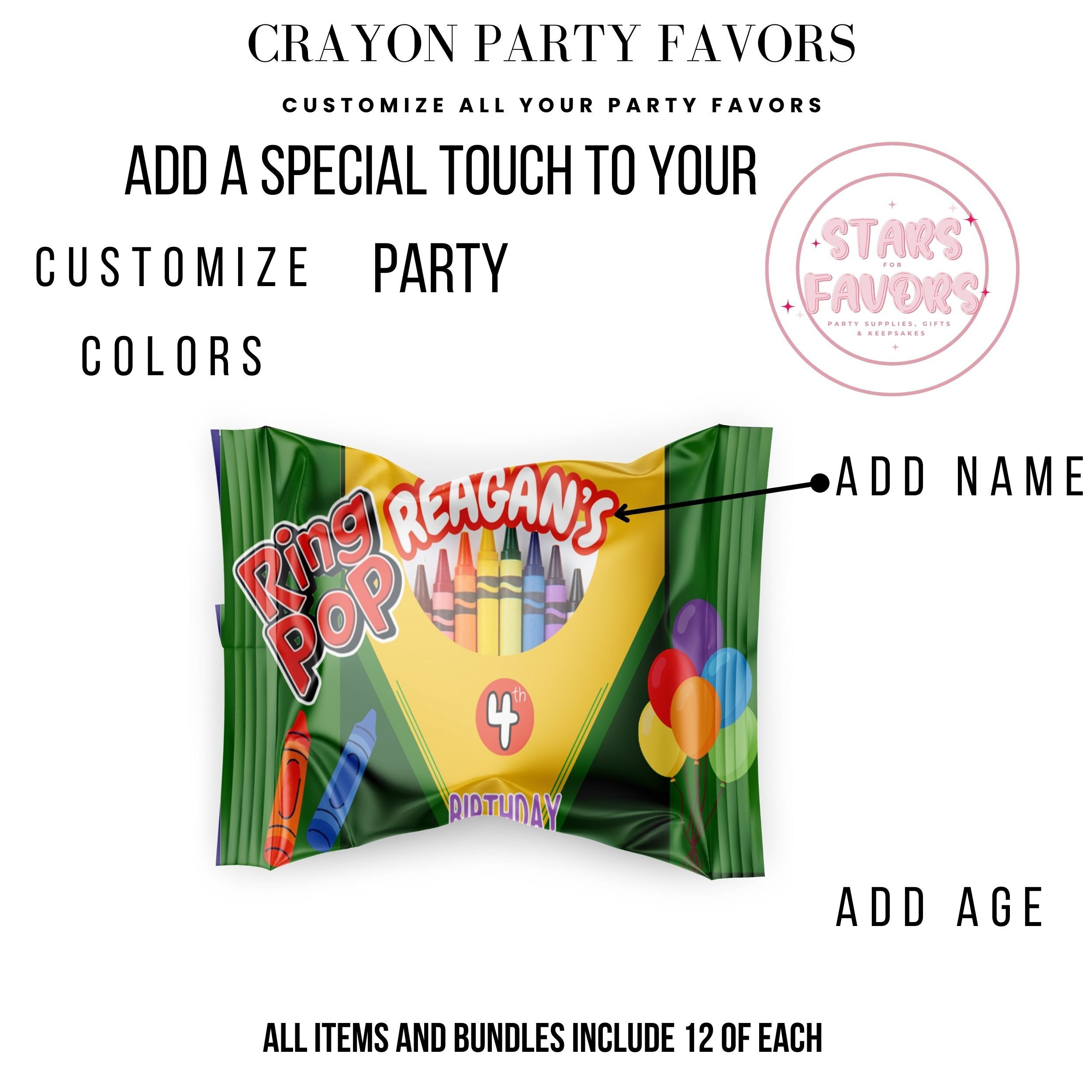 Crayon Color Birthday Party Custom Party Favor Custom Party Bundle ...