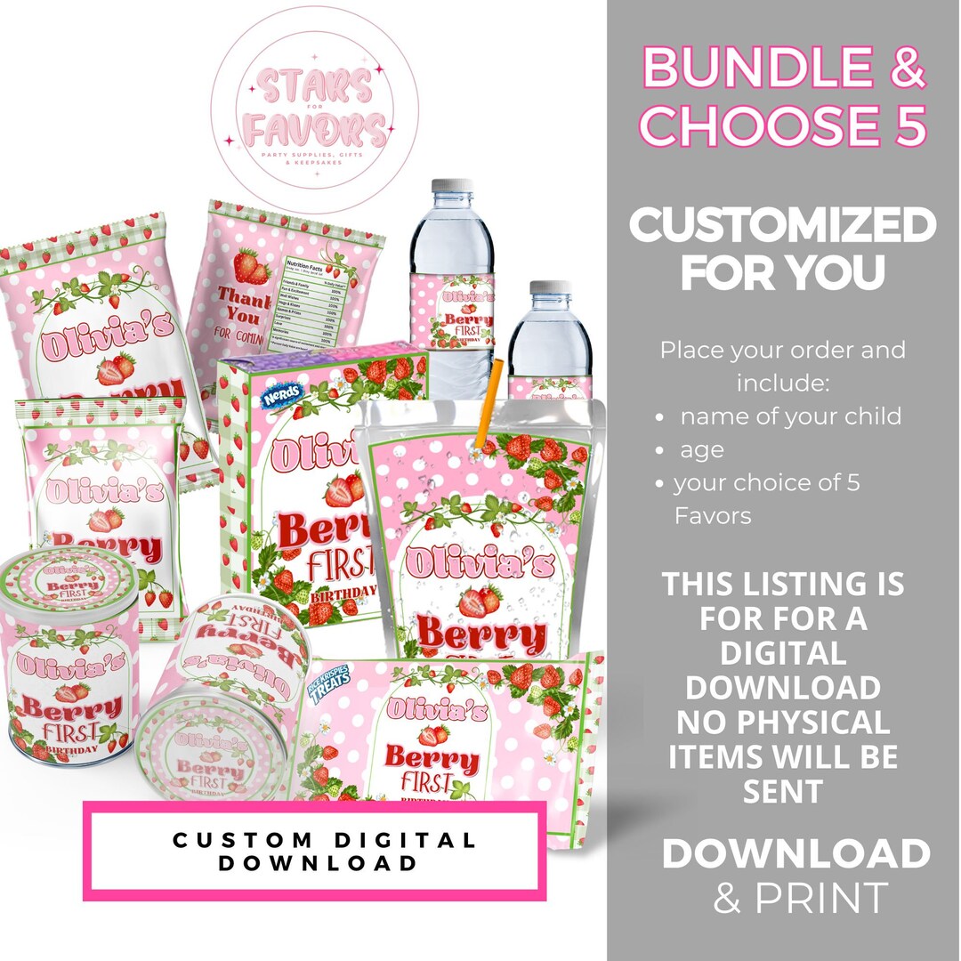 Choose 5 Berry First Birthday Party Favor Bundle, Party Favor Package ...
