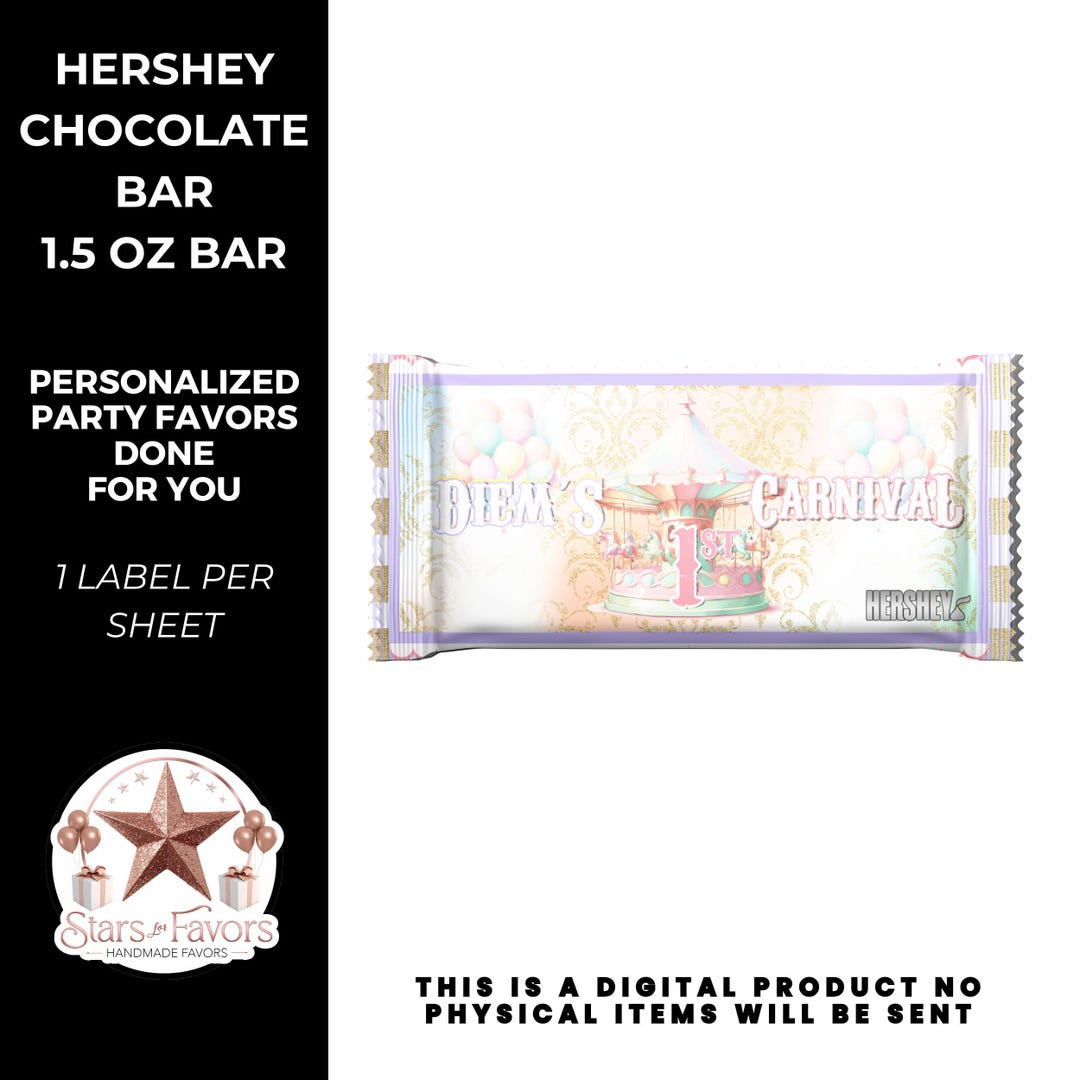 Pastel Carnival Chocolate Bar Wrapper: Custom Birthday Party Favor ...