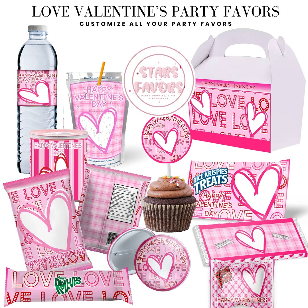 Love Valentine's Day Custom Party Favor Pink Custom Party Bundle,party ...