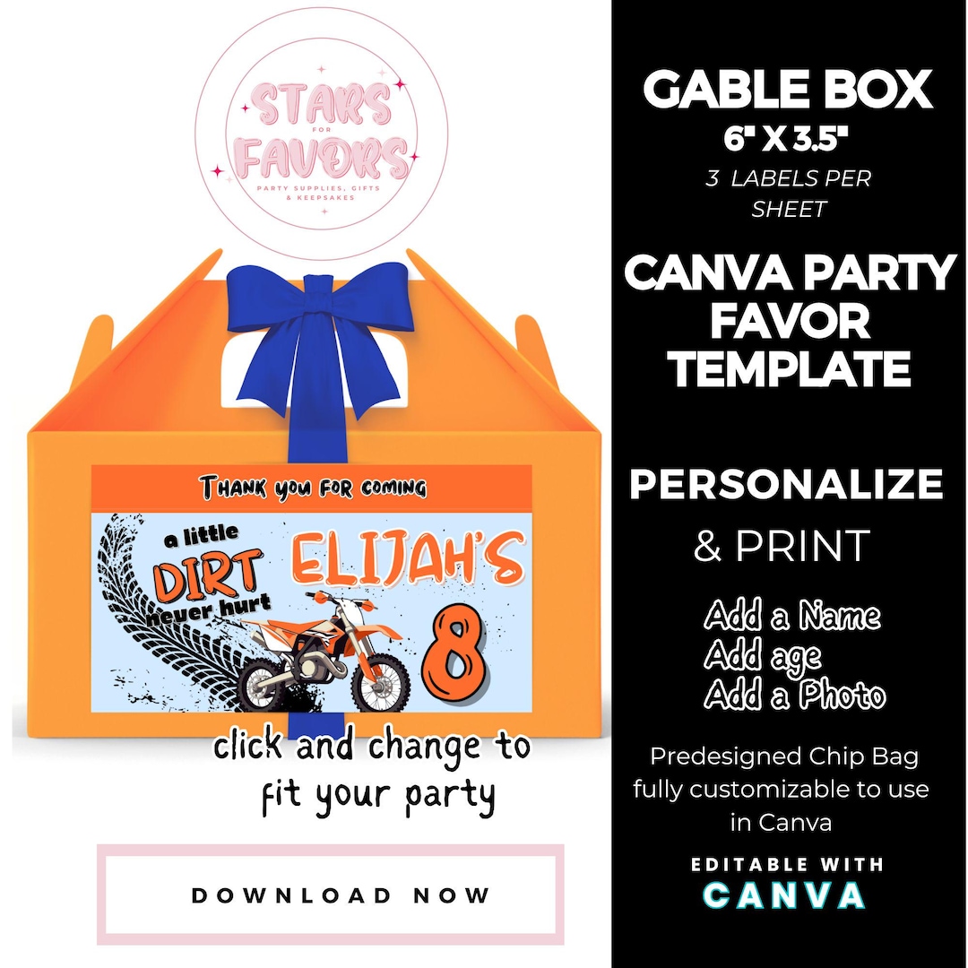 A Little Dirt Never Hurt Dirt Bike Birthday Party CANVA Template Gable ...
