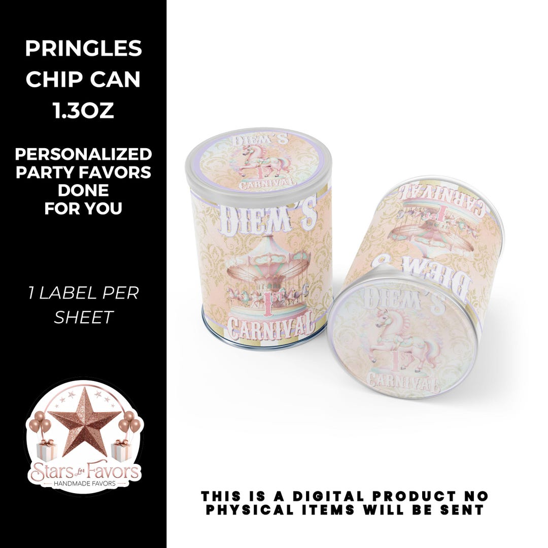 Pastel Carnival Pringles Can Label: Custom Birthday Party Favor ...