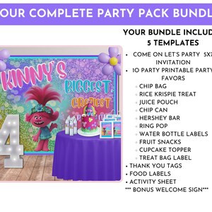 Trolls Craziest Birthday Party Labels, Trolls Party Invite, Trolls ...