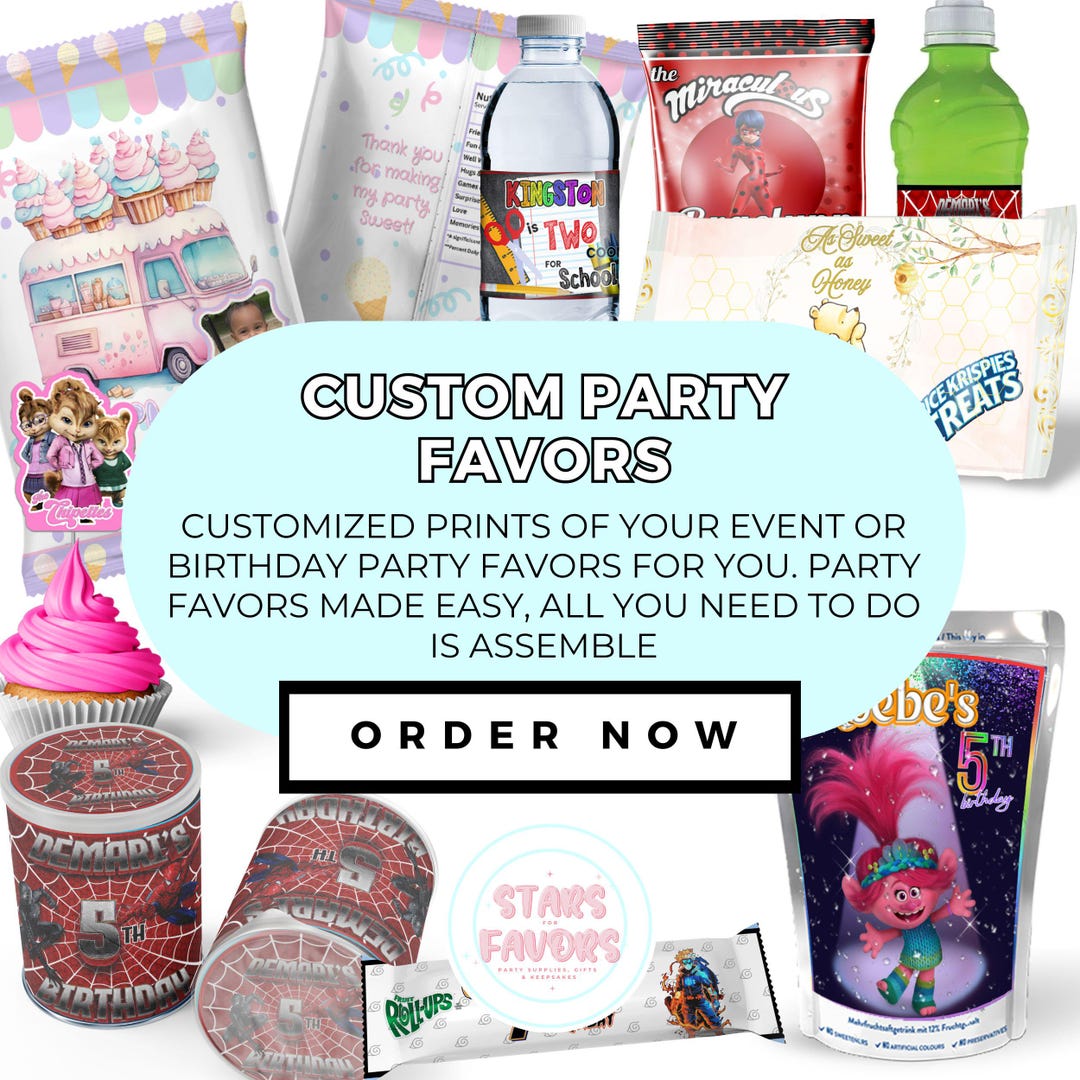 Custom Designed Birthday Party Custom Party Favor Custom Party Bundle ...