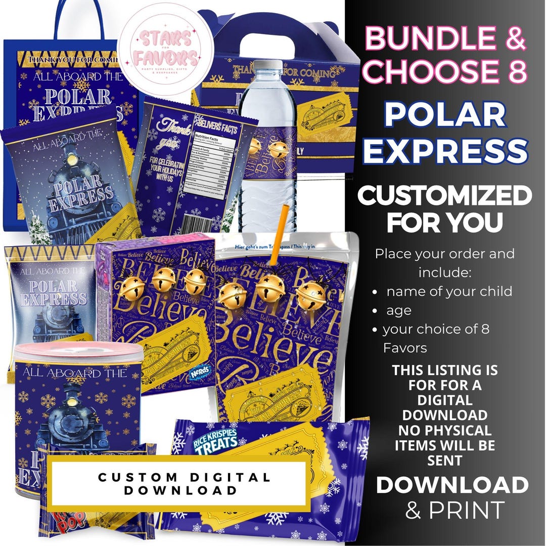 Choose 8 Polar Express Golden Ticket Holiday Party Favor Bundle, Party ...