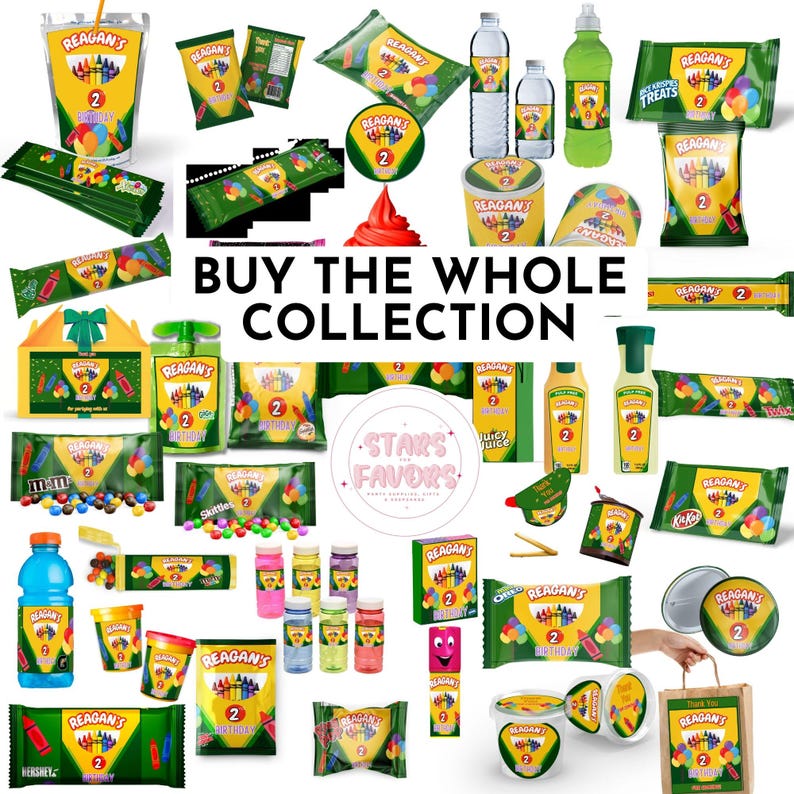 Crayon Color Birthday Party Personalized Cotton Candy Label CANVA ...