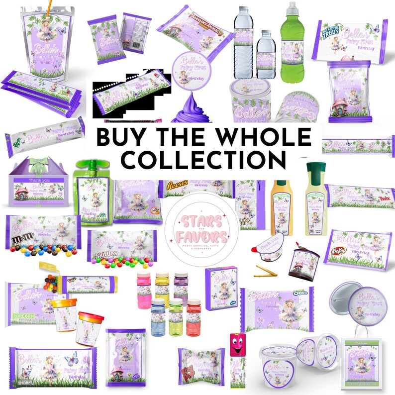 Fairy First Birthday Party Circle Label Cupcake Topper Label CANVA ...