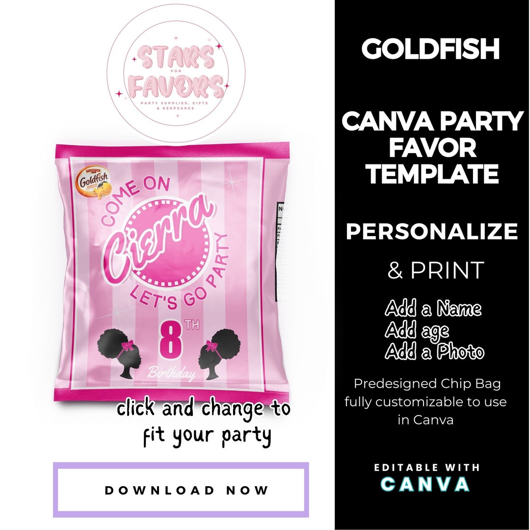 Afro Fashion Doll Lets Go Party Birthday Party Goldfish Crackers ...