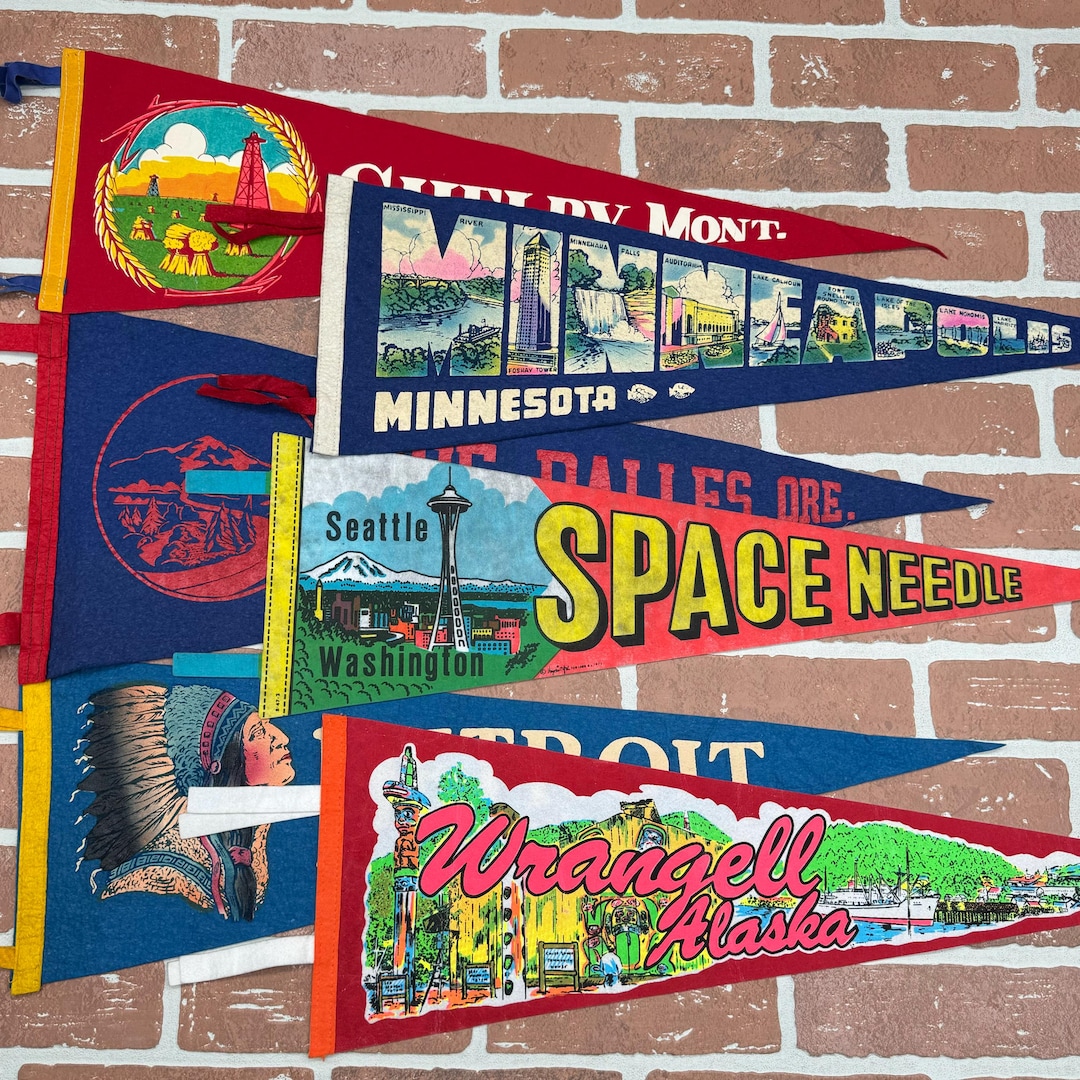 Authentic Vintage American Cities Pennants MCM Retro City/state ...