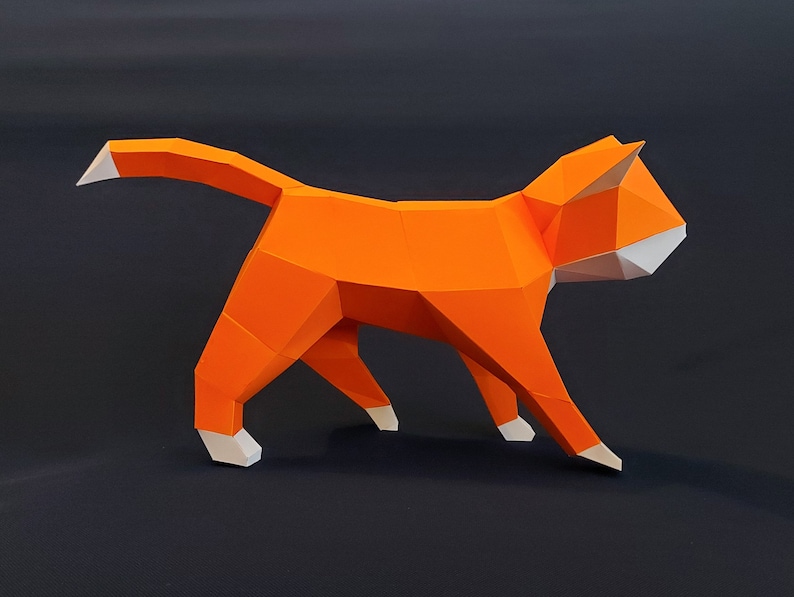 Cat Papercraft, 3d Low Poly Paper Cat Template - Etsy Australia