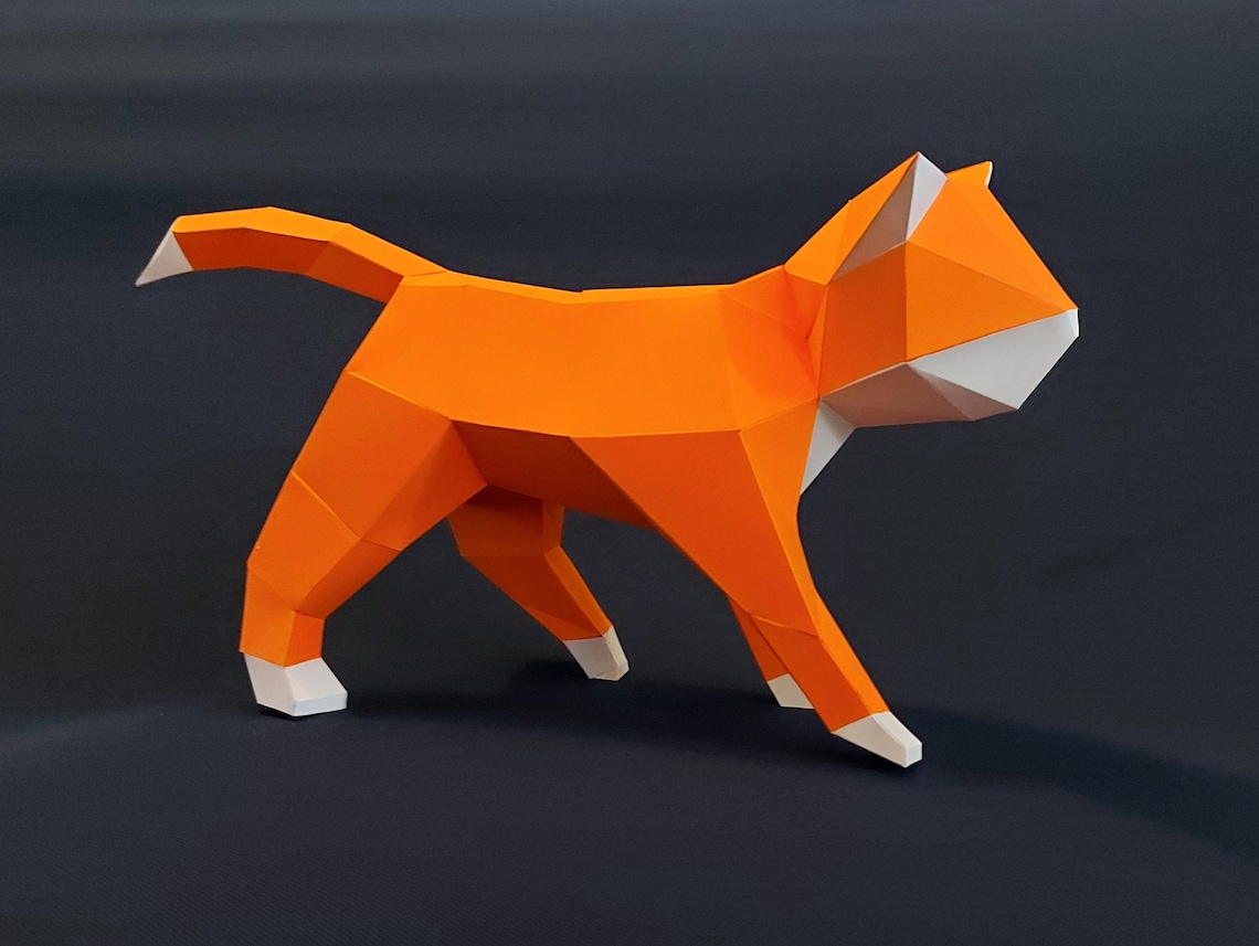 Cat Papercraft 3d Low Poly Paper Cat Template - Etsy