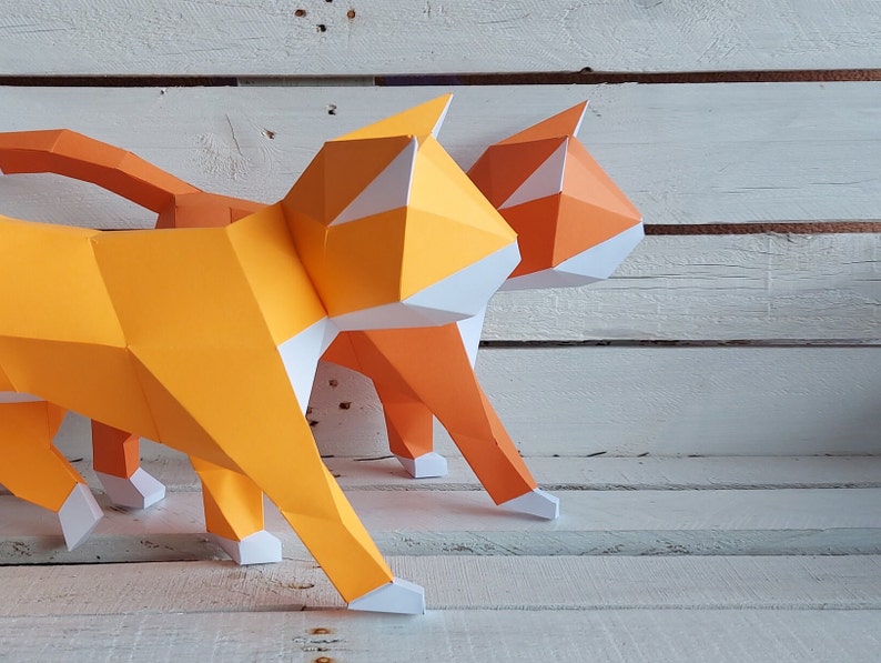 Cat Papercraft, 3d Low Poly Paper Cat Template - Etsy Australia