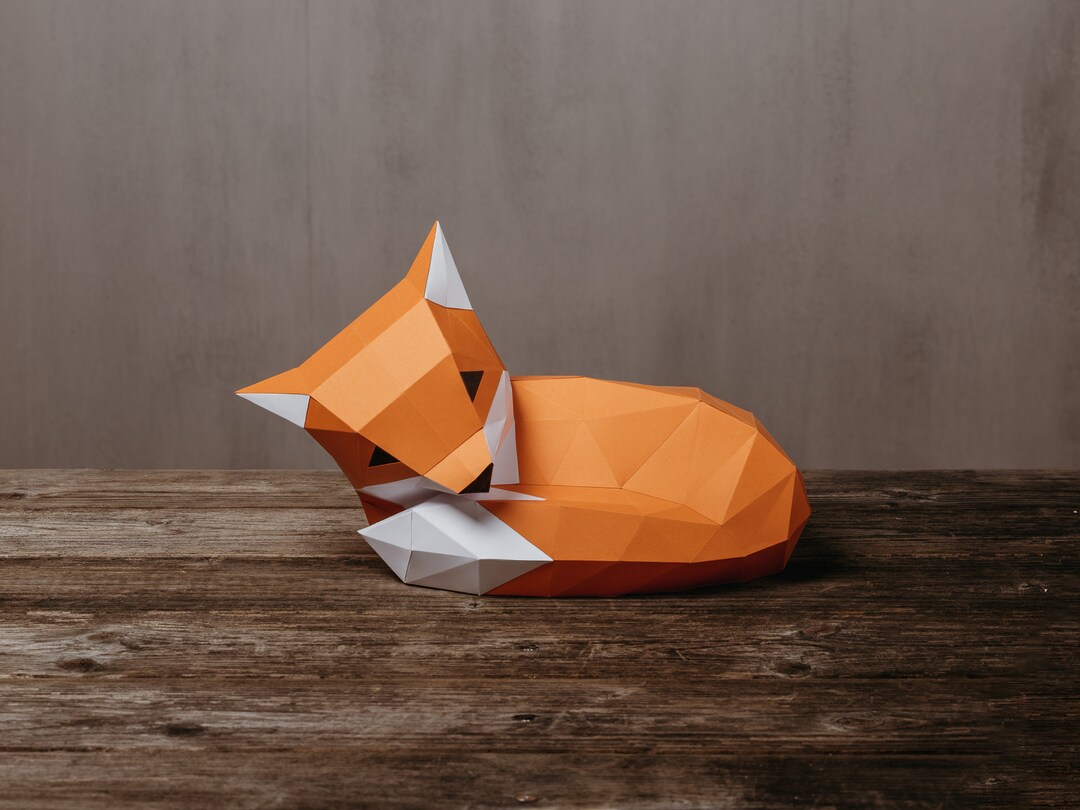 Fox Papercraft, Paper Sculpture With Instructions - Etsy