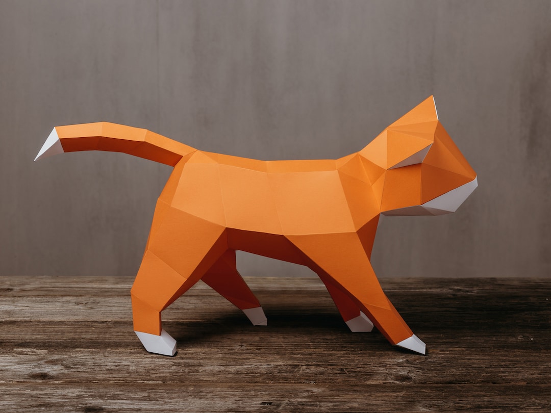 Cat Papercraft, 3d Low Poly Paper Cat Template - Etsy Australia