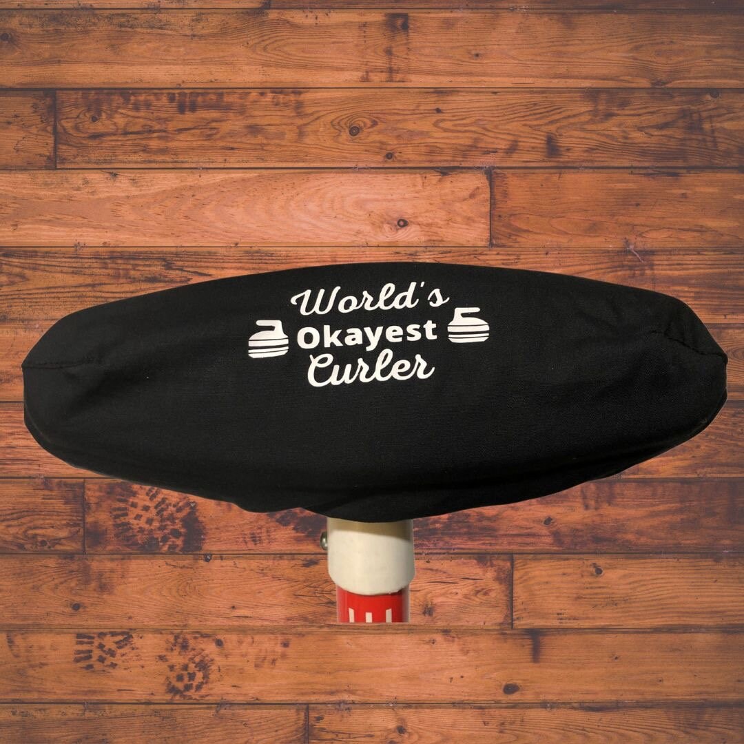 Cotton Curling Broom Covers ~ Black With World's Okayest Curler ~ Made ...