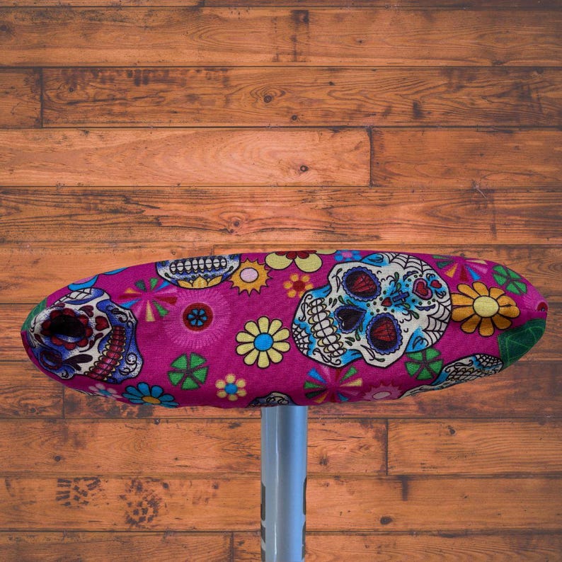 Skulls on Black or Pink Cotton W Flowers Curling Broom Covers ~ Plain ...