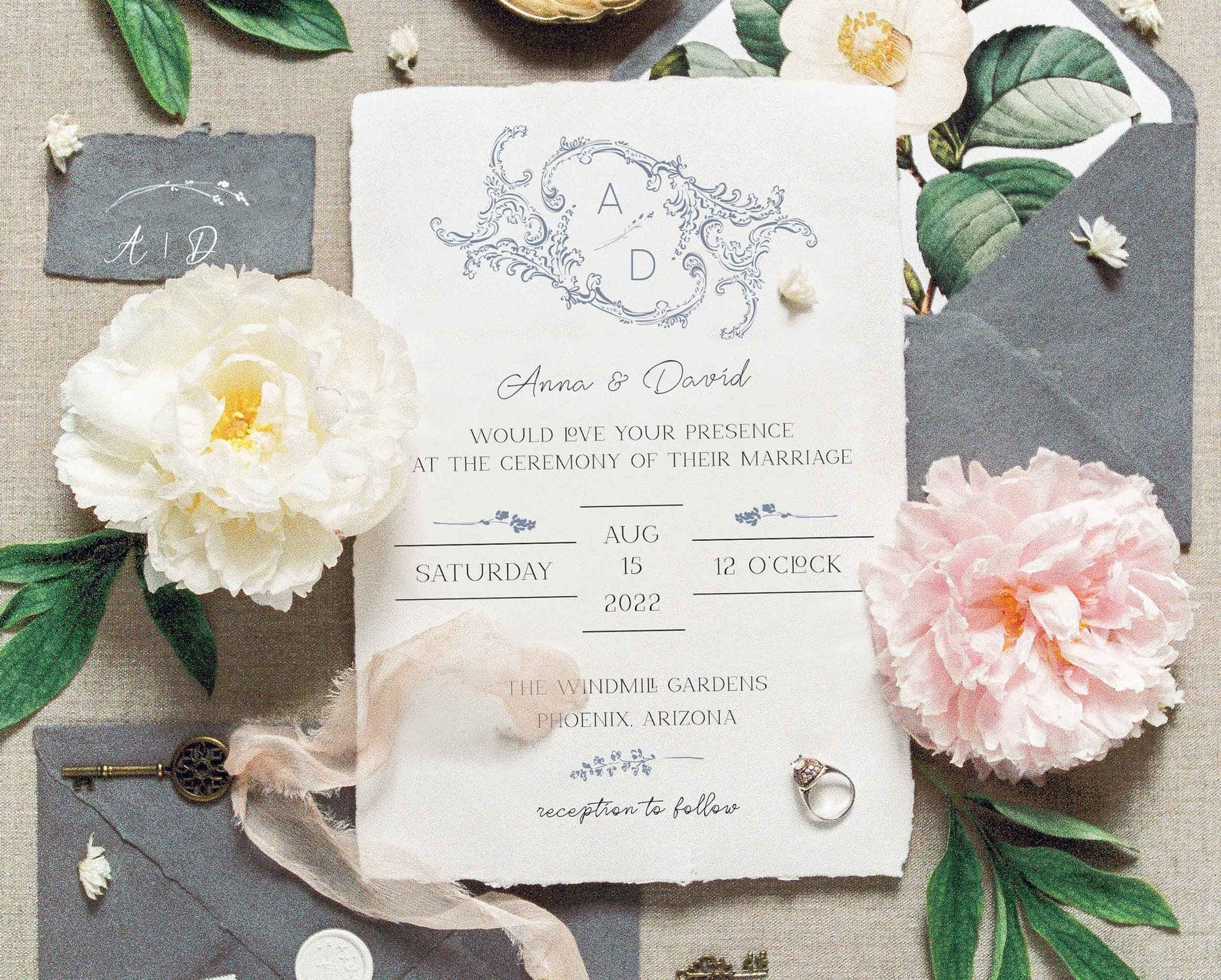 Dusty Blue Line Art Clipart, Hand Drawn Fine Art Frame Crest, Elegant ...