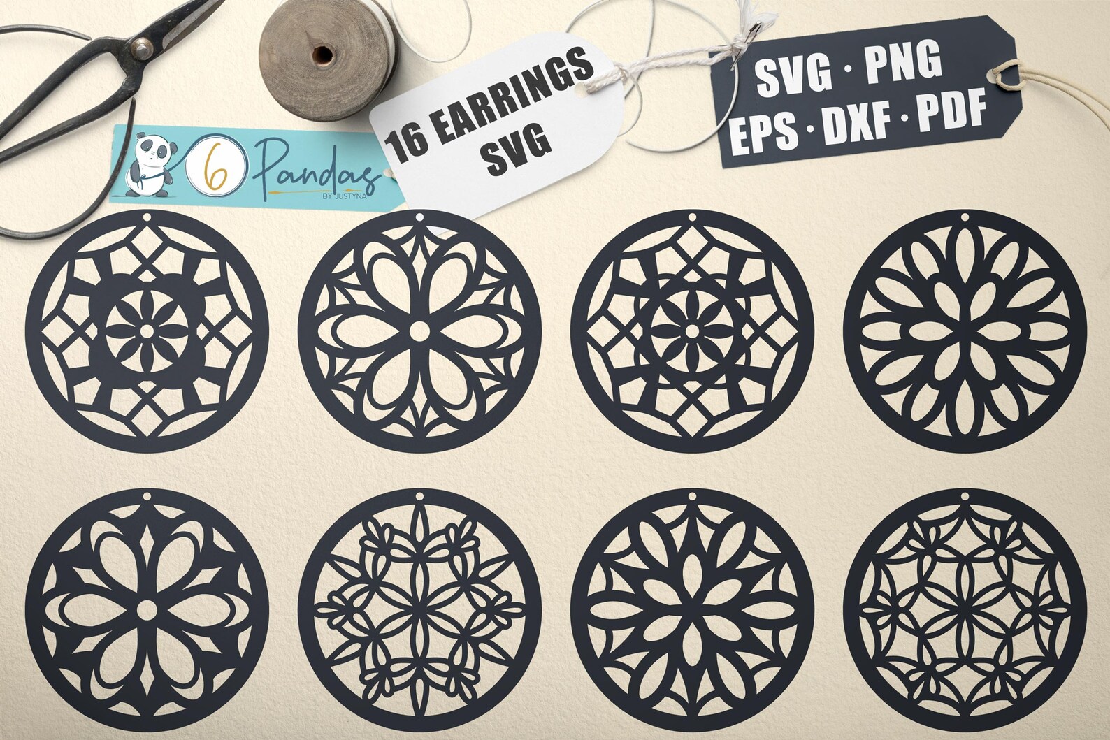 16 Round Earrings SVG Bundle Set, Wood, Acrylic, Leather Circle ...
