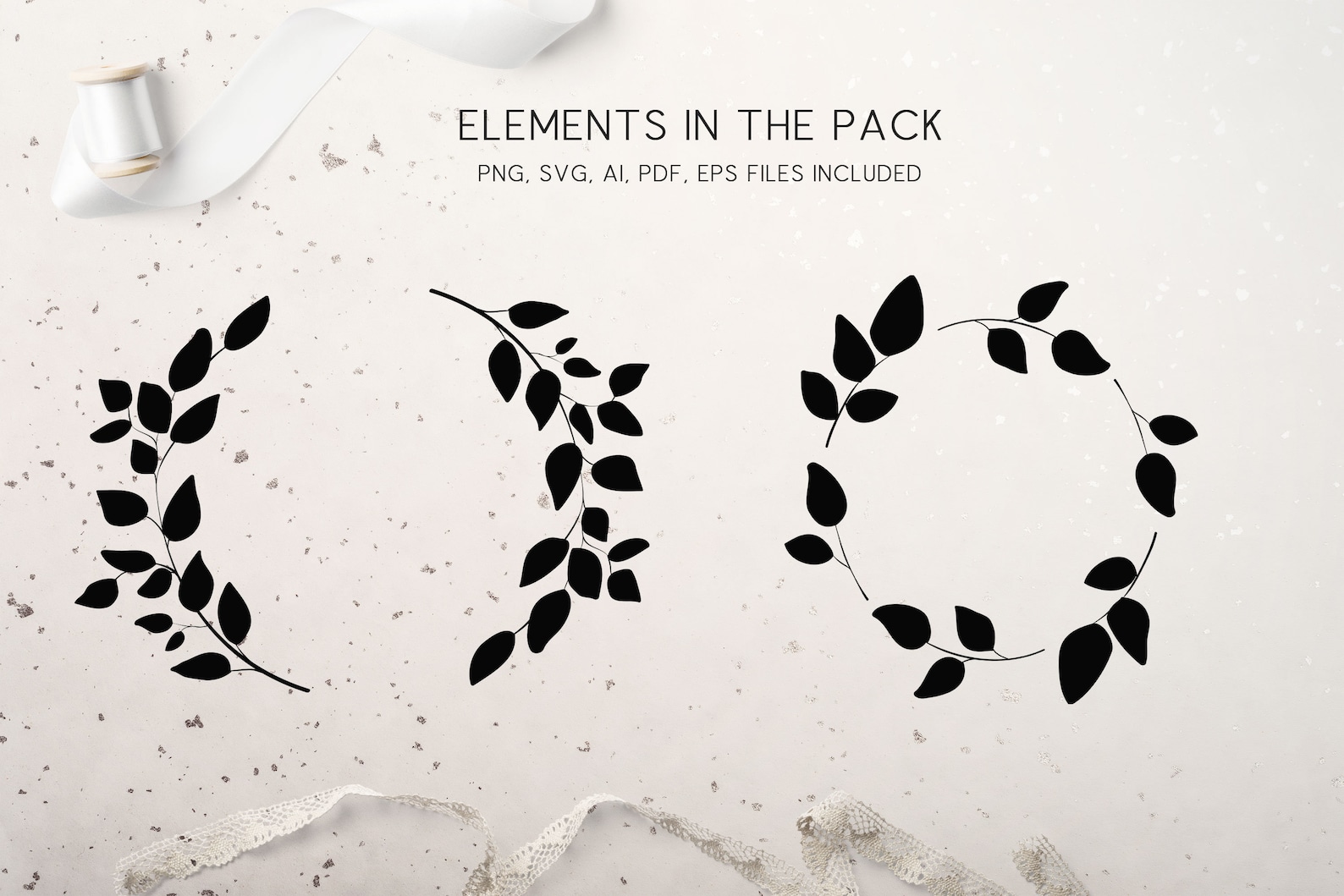 Botanical Border SVG, Wedding Frames Clipart, Simple Hand Drawn Floral ...