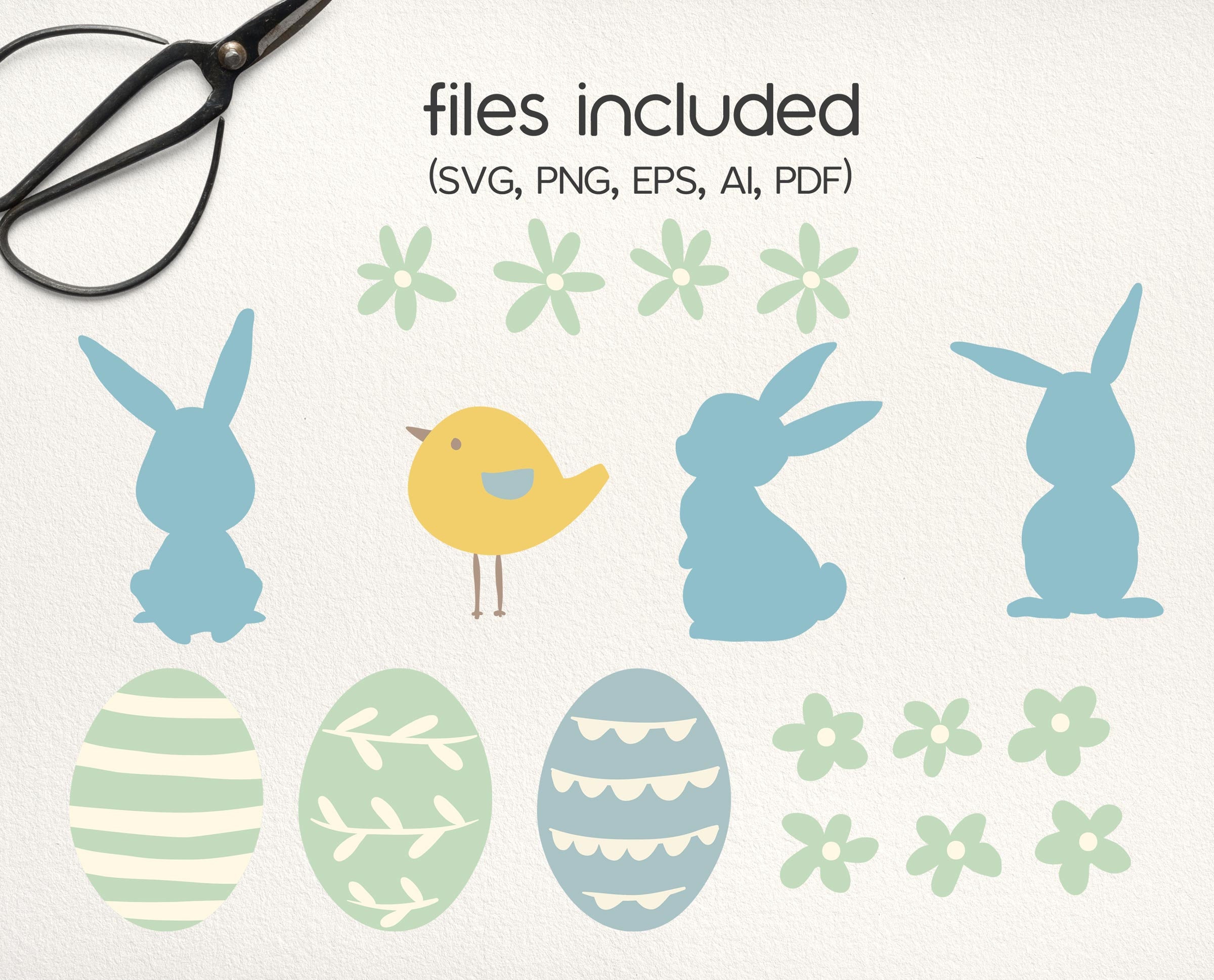 Happy Easter SVG, Easter Bunny Clipart, Easter Egg Hunt Bundle, Floral ...