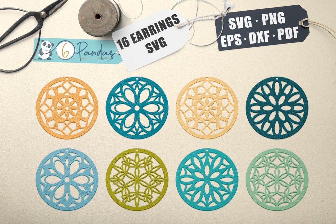 16 Round Earrings SVG Bundle Set, Wood, Acrylic, Leather Circle ...