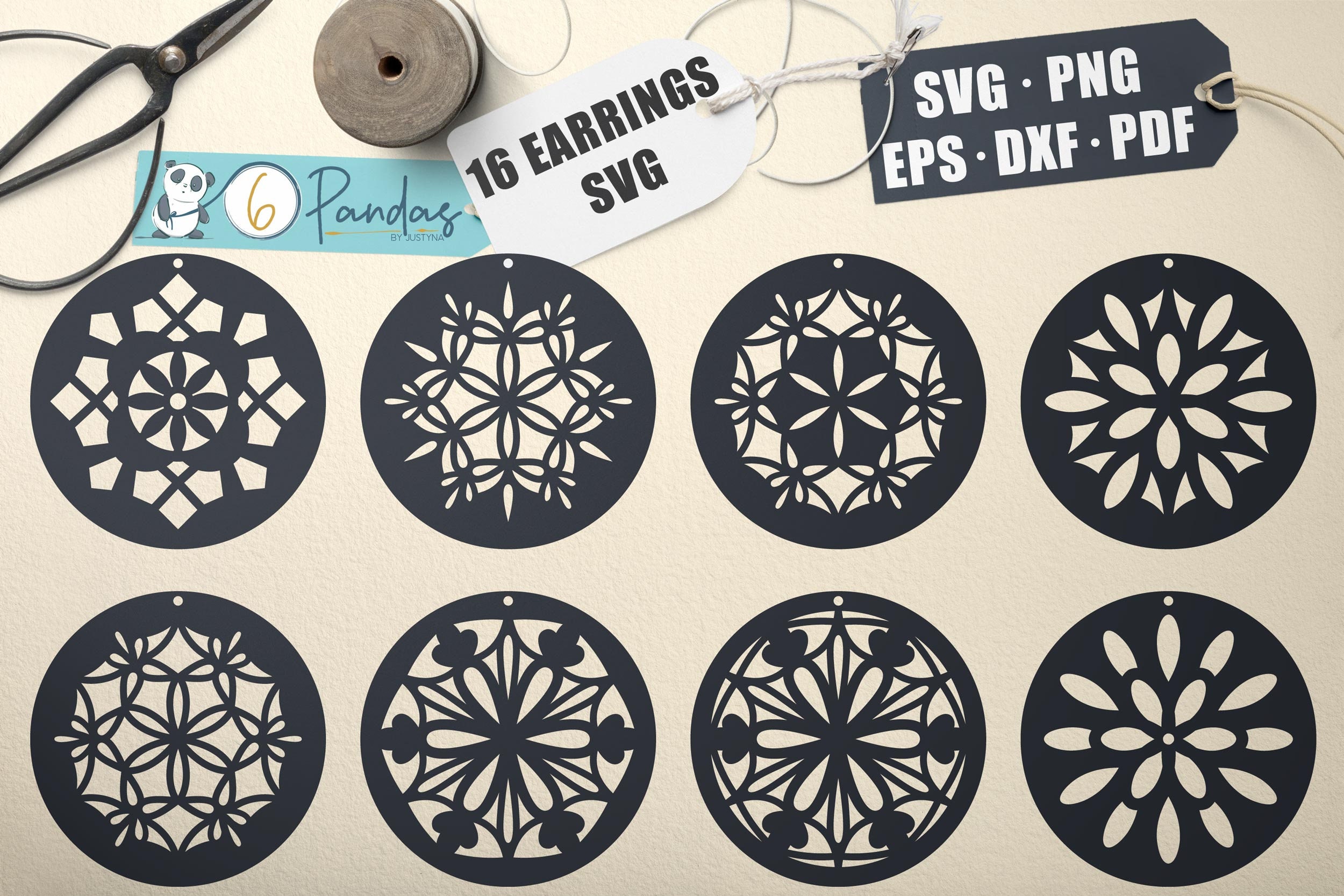 16 Round Earrings SVG Bundle Set, Wood, Acrylic, Leather Circle ...