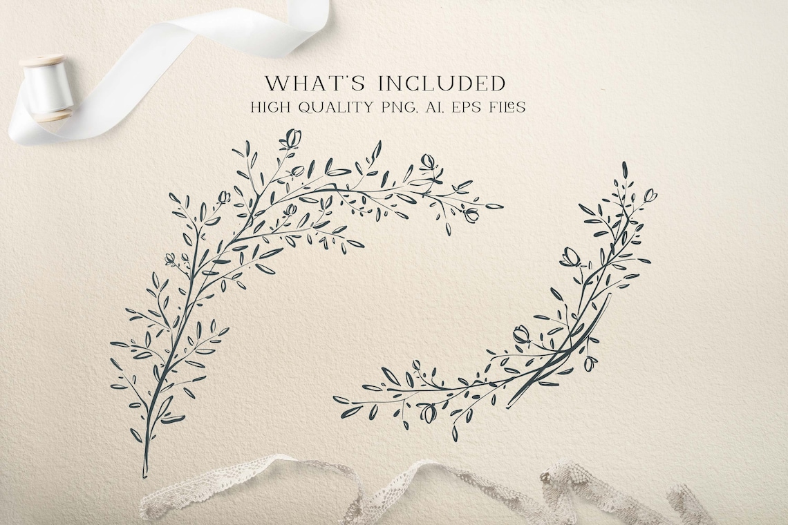 Botanical Clip Art Wedding Flower Frames Clip Art Hand Drawn - Etsy