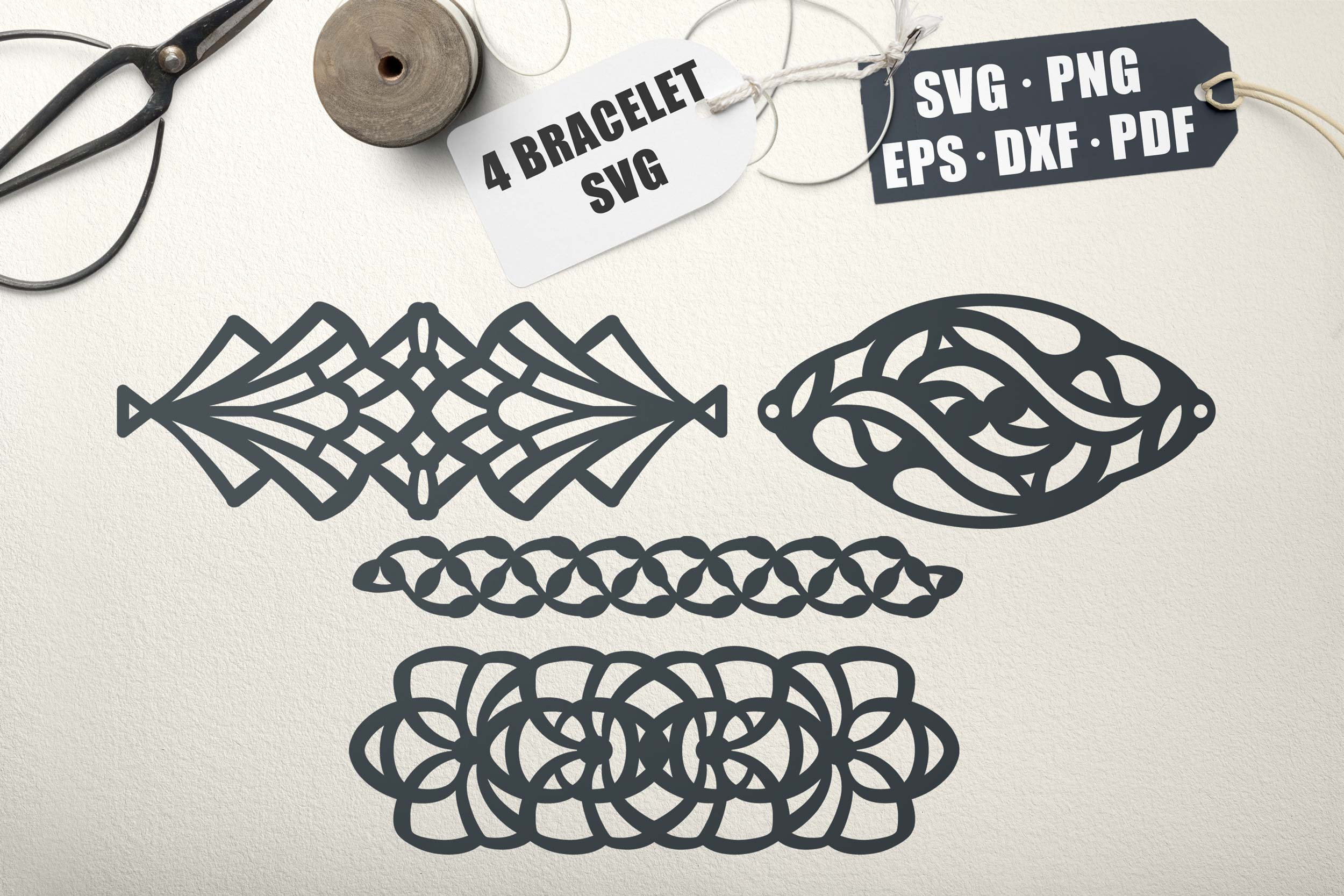4 Cuff Bracelet SVG, Ornate Jewellery Template, Leather Jewelry Making ...
