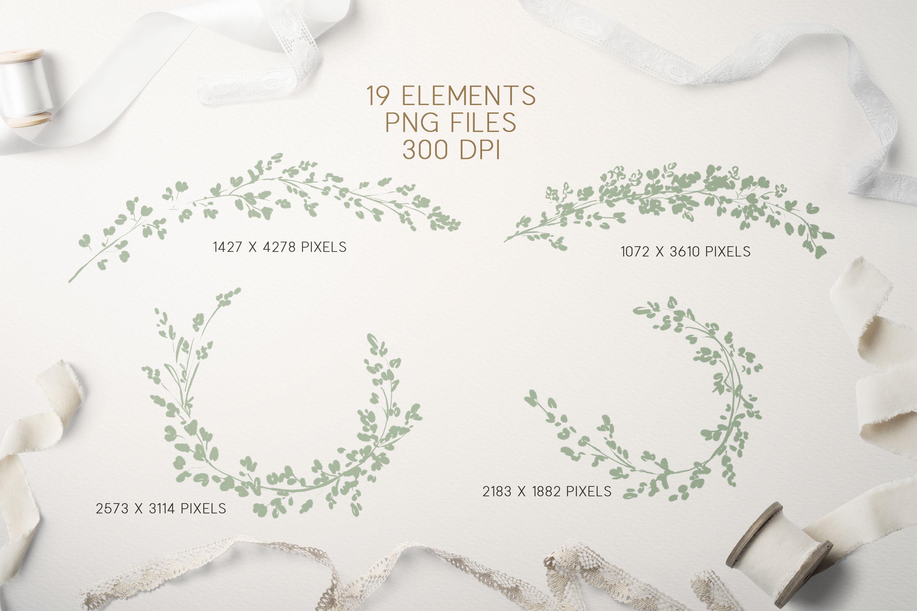 Dusty Sage Green Botanical Clipart, Hand Drawn Floral Line Art, Flower ...