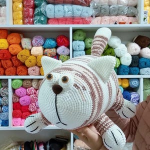Handmade Crochet Fat Cat Plush Toy - Adorable Amigurumi Kawaii Chubby ...
