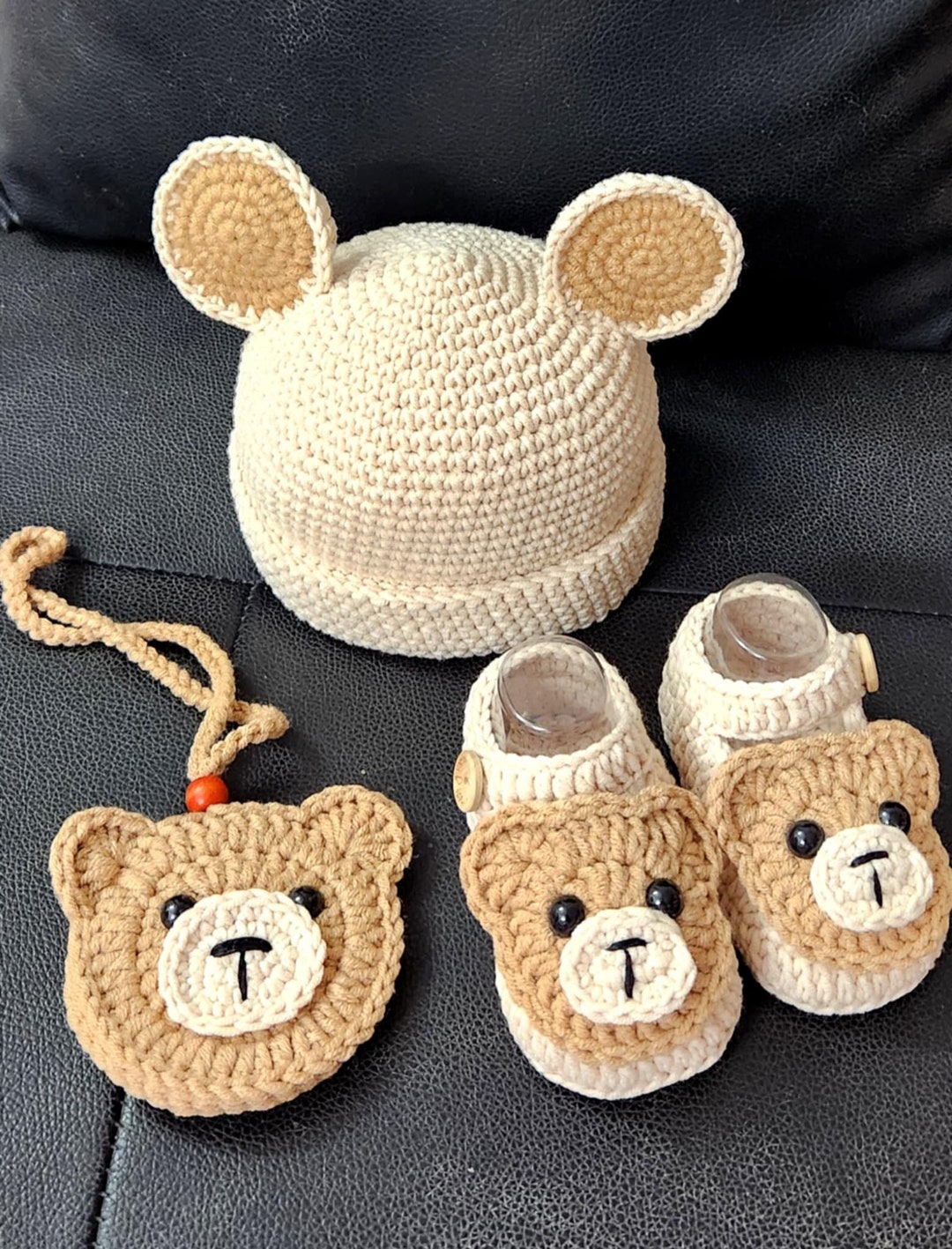 Crochet Pattern With Lovely Bear-shaped Shoe, Hat, and Bag Combo for ...