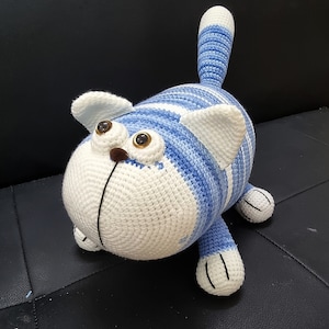 Handmade Crochet Fat Cat Plush Toy - Adorable Amigurumi Kawaii Chubby ...