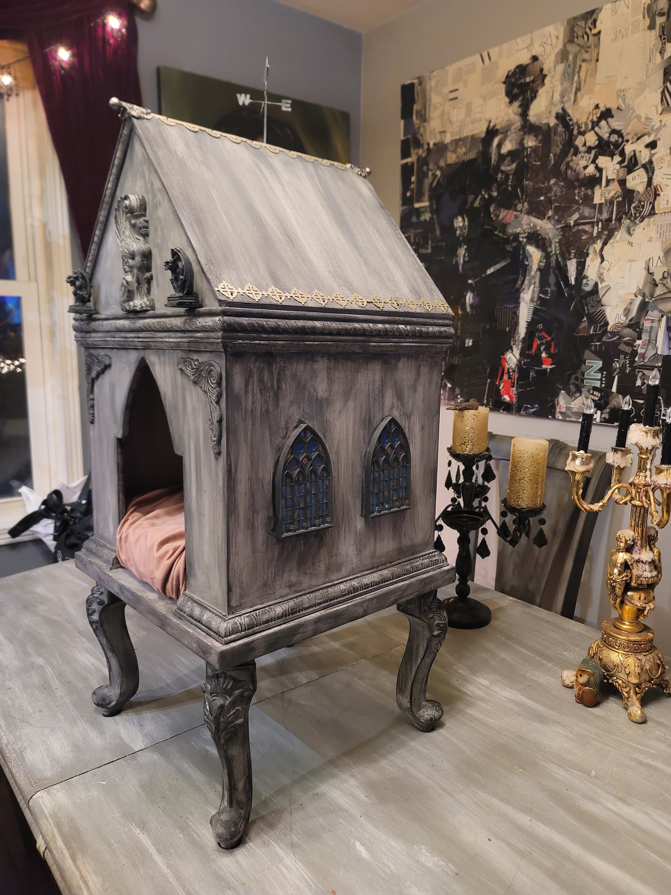 Custom Made Gothic Cathouse With Base and Short Wood Legs - Etsy