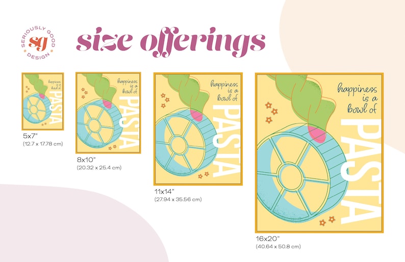 Pasta Illustration Poster Collection Printable Kitchen Poster Kitchen ...