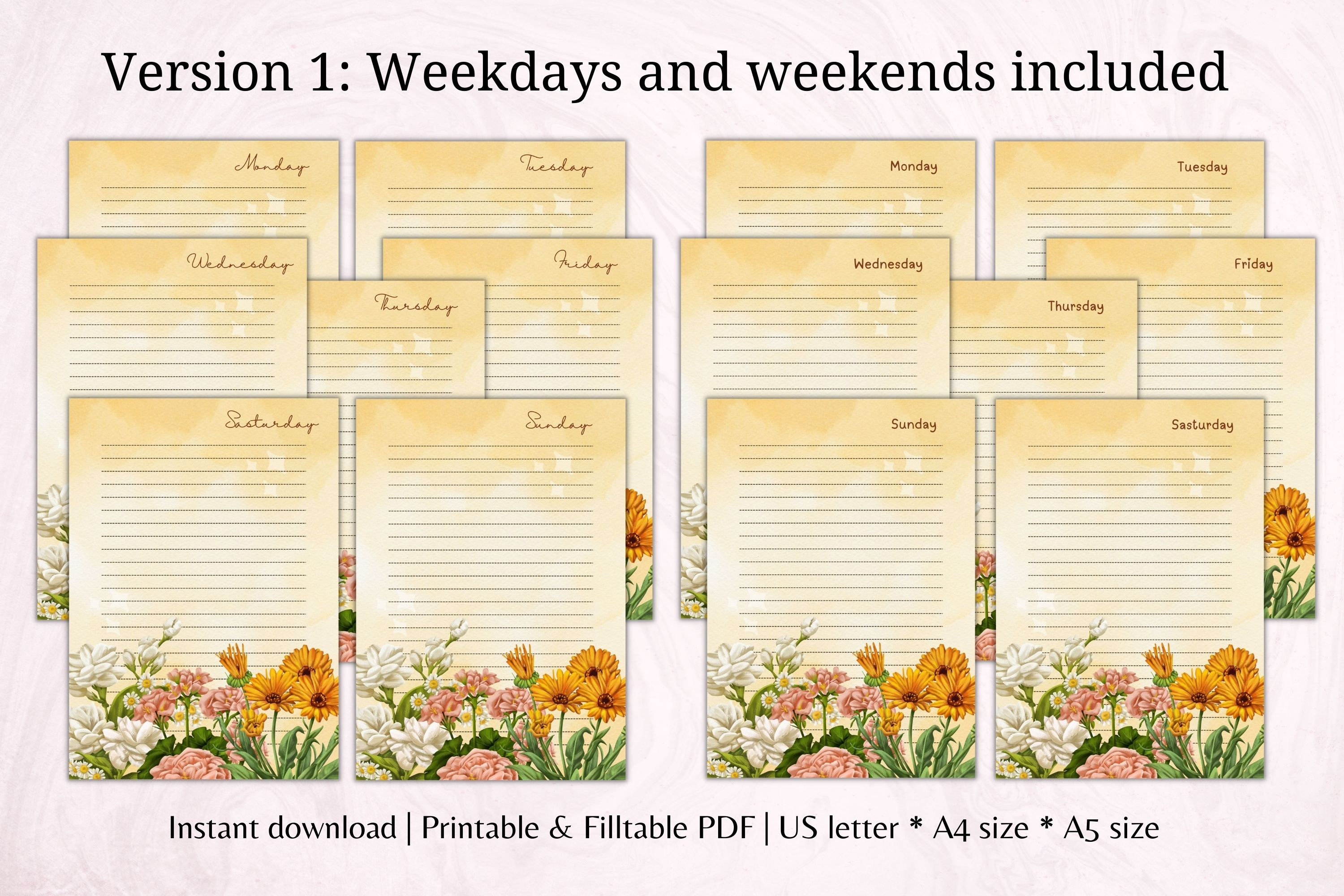 Printable Floral Stationery Page, Flower Letter Writing Paper, Floral ...