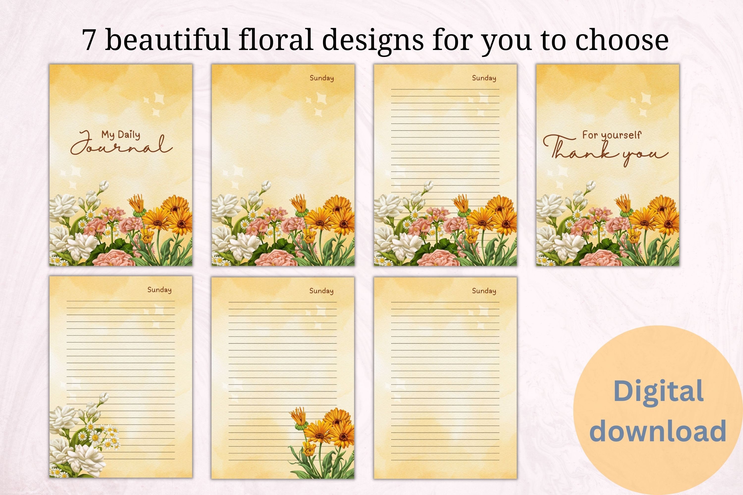 Printable Floral Stationery Page, Flower Letter Writing Paper, Floral ...