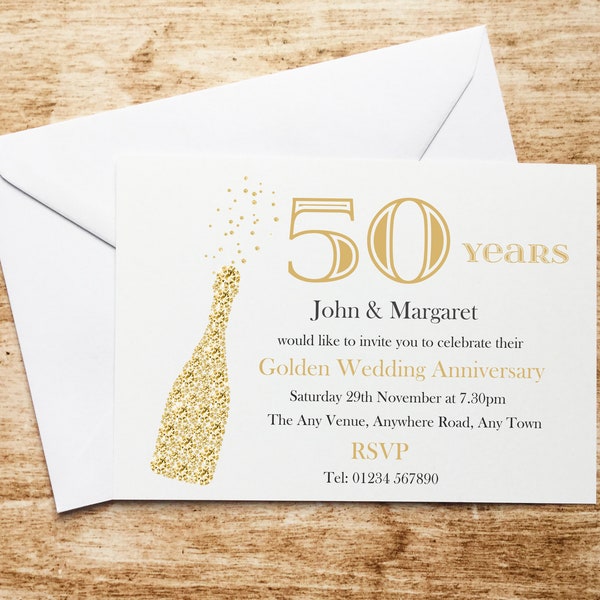 Golden Wedding Invitations - Etsy UK