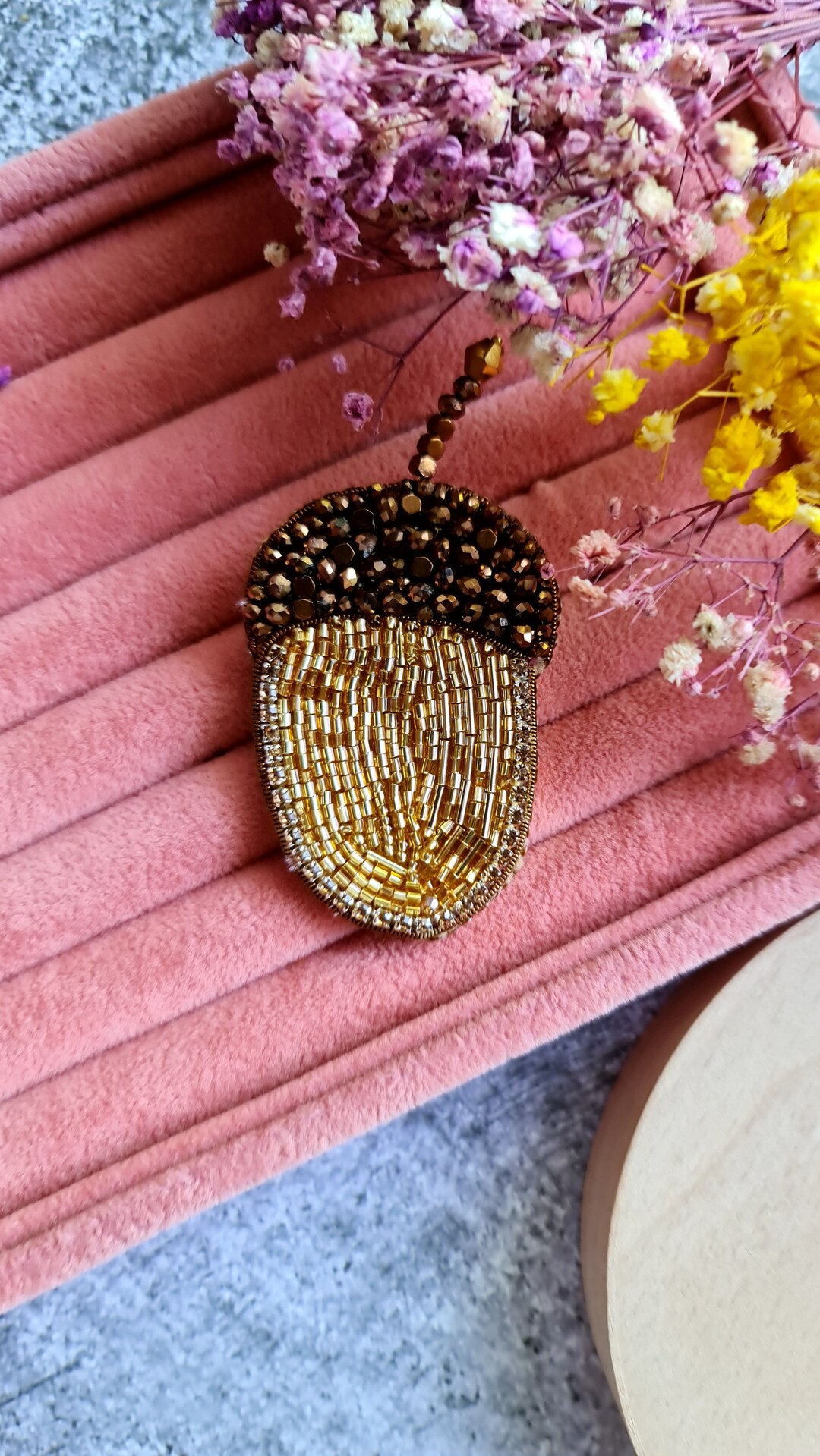 Acorn Pin, Embroidered With Beads - Etsy