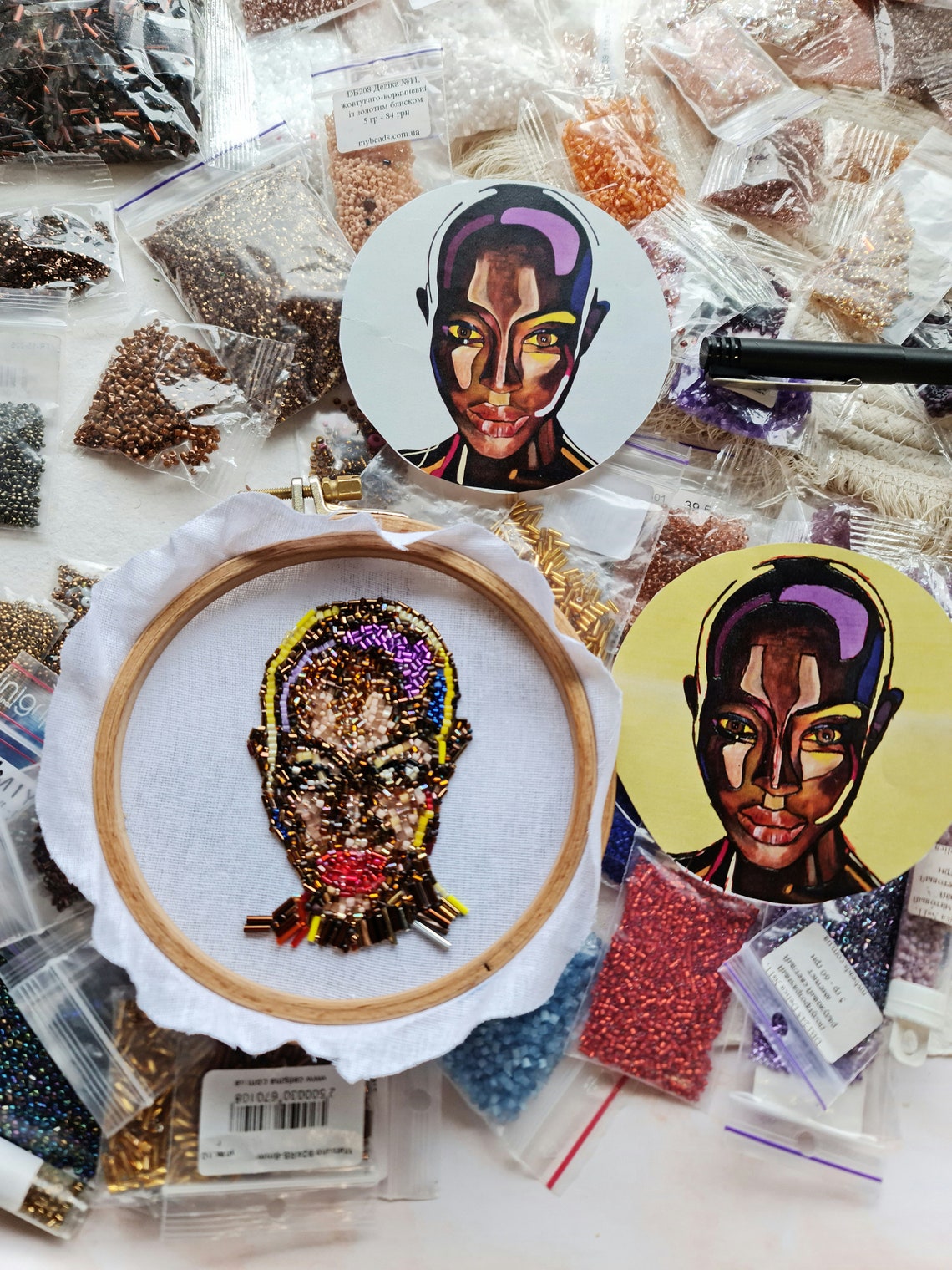 Custom Portrait Beaded Brooch, Personalized Brooch Pin - Etsy