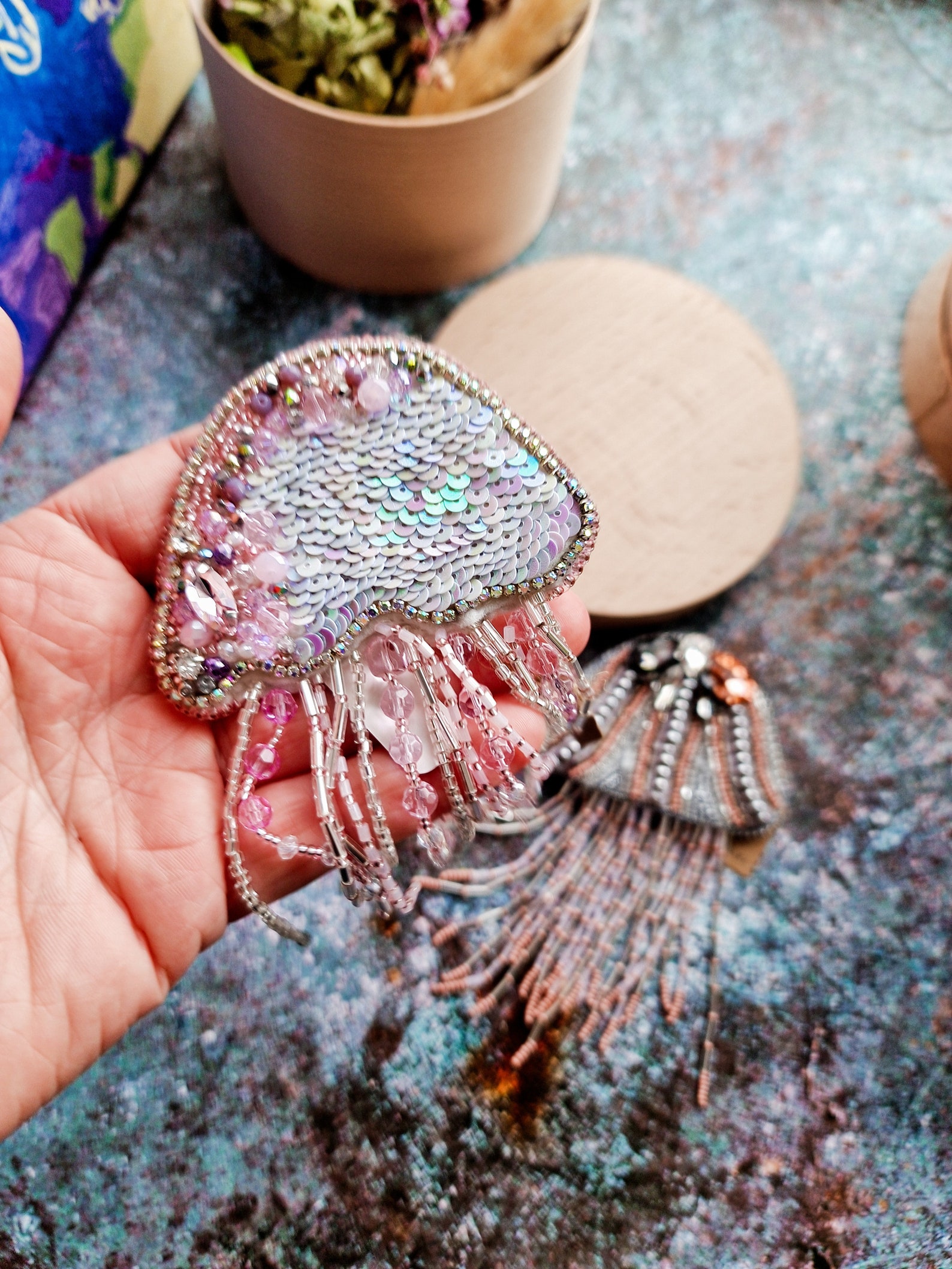 Sea Brooches Jellyfishes Handmade Beaded Brooch - Etsy