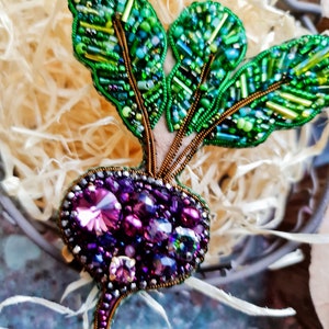 Mens Lapel Pin, Purple Beet Beaded Brooch, Plant Lover Gift, Unique ...