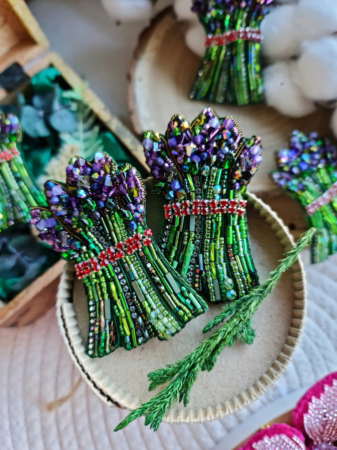 Embroidered Asparagus Brooch: Beaded Vegetable Jewelry - Etsy
