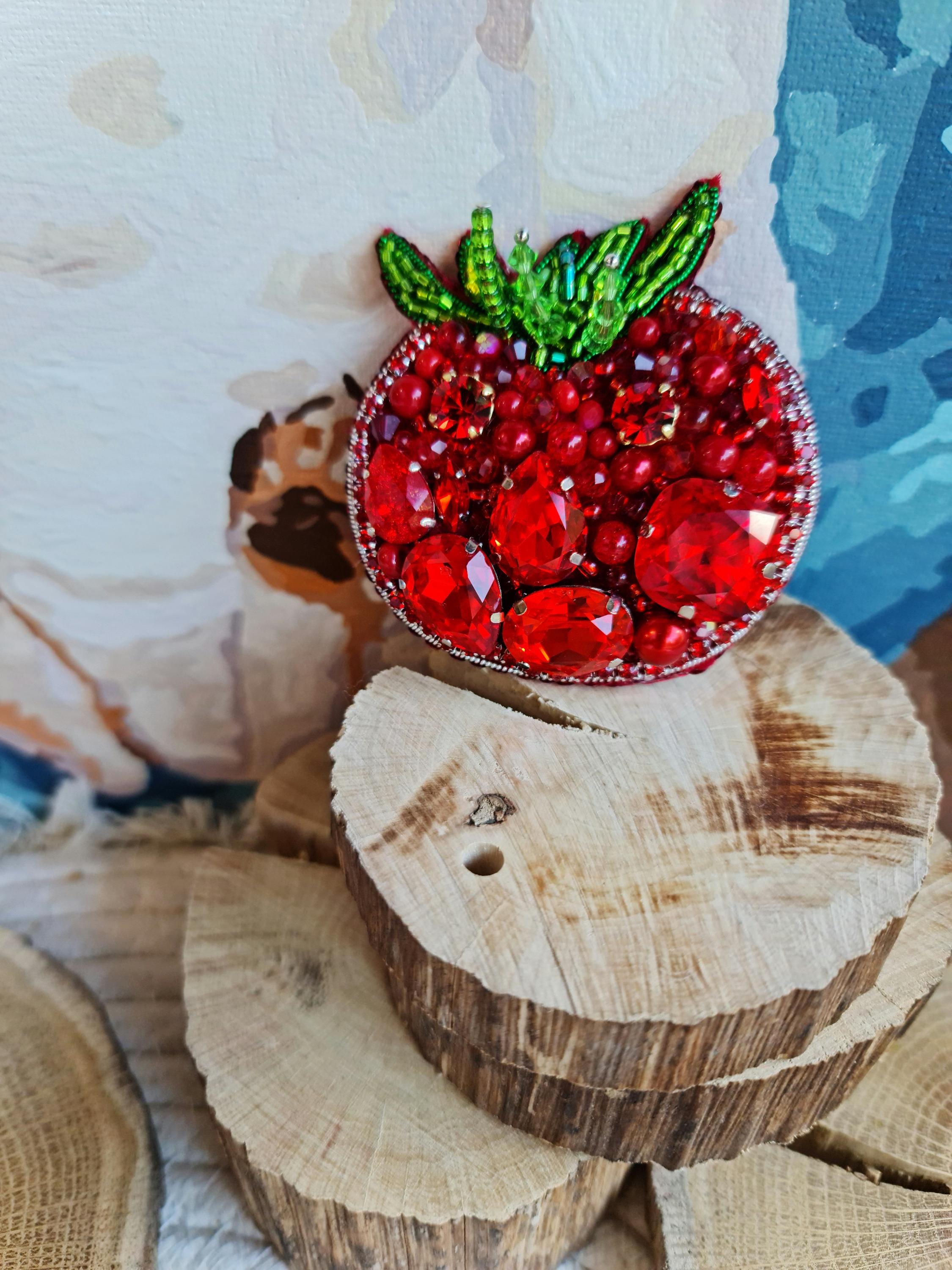Beaded Tomato Brooch – Fall Style Vegetable Jewelry - Etsy