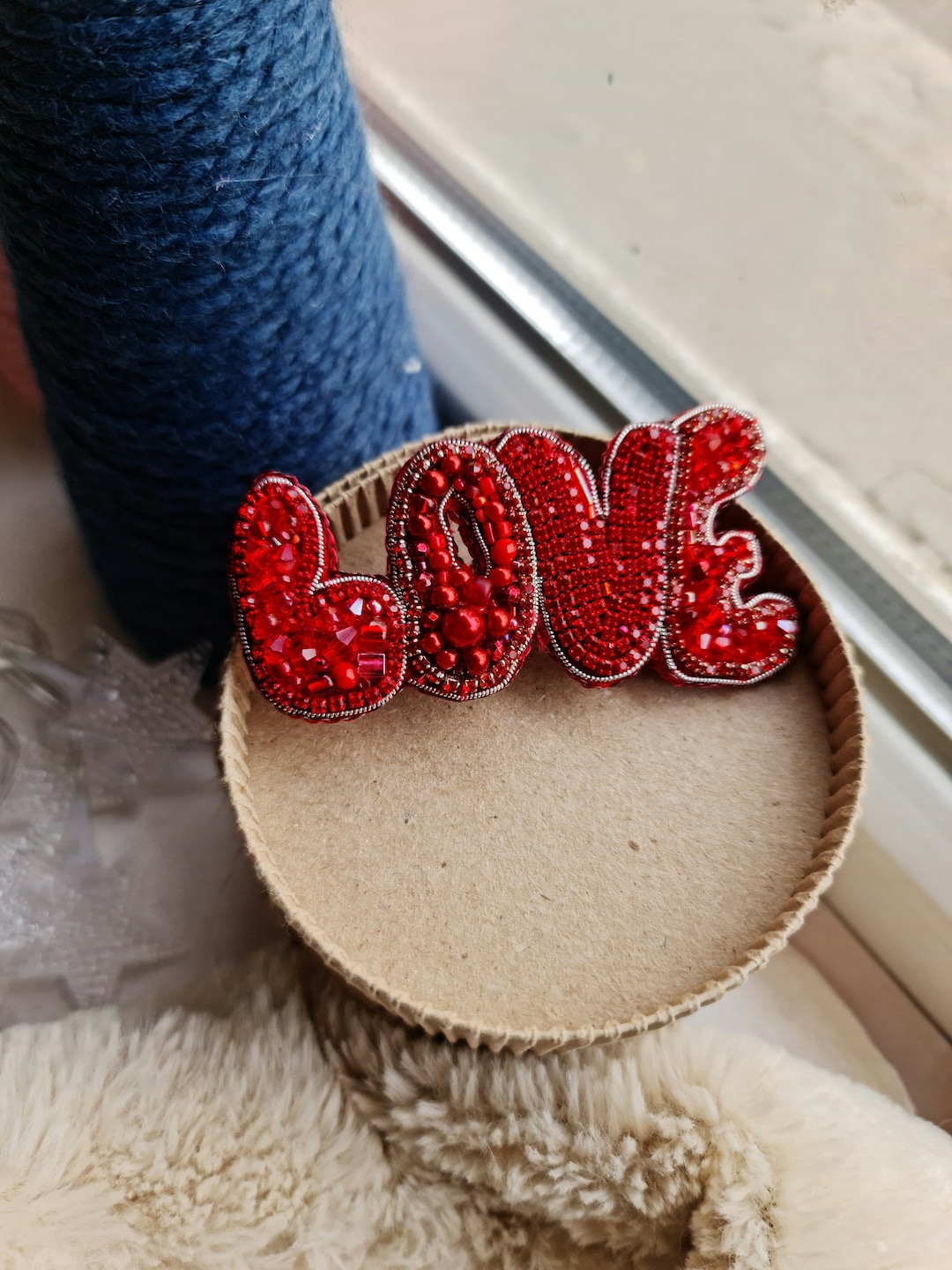 Letter Red Brooch, Custom Beaded Brooch, Valentines Day Gift - Etsy