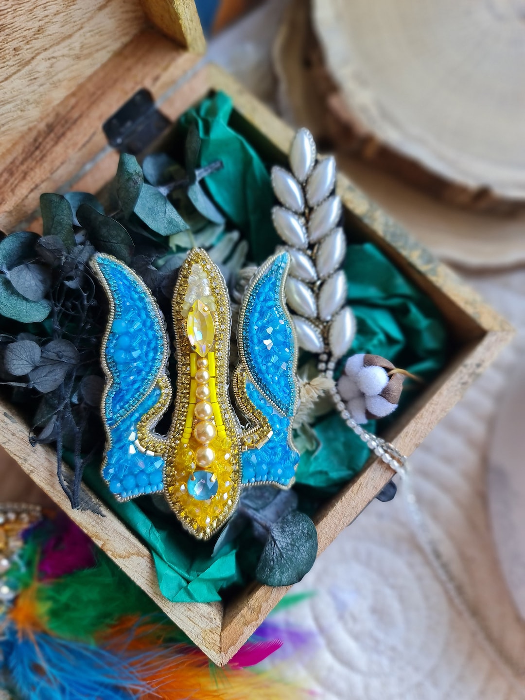 Ukrainian Pride Trident Beaded Brooch | Traditional Jewelry With ...