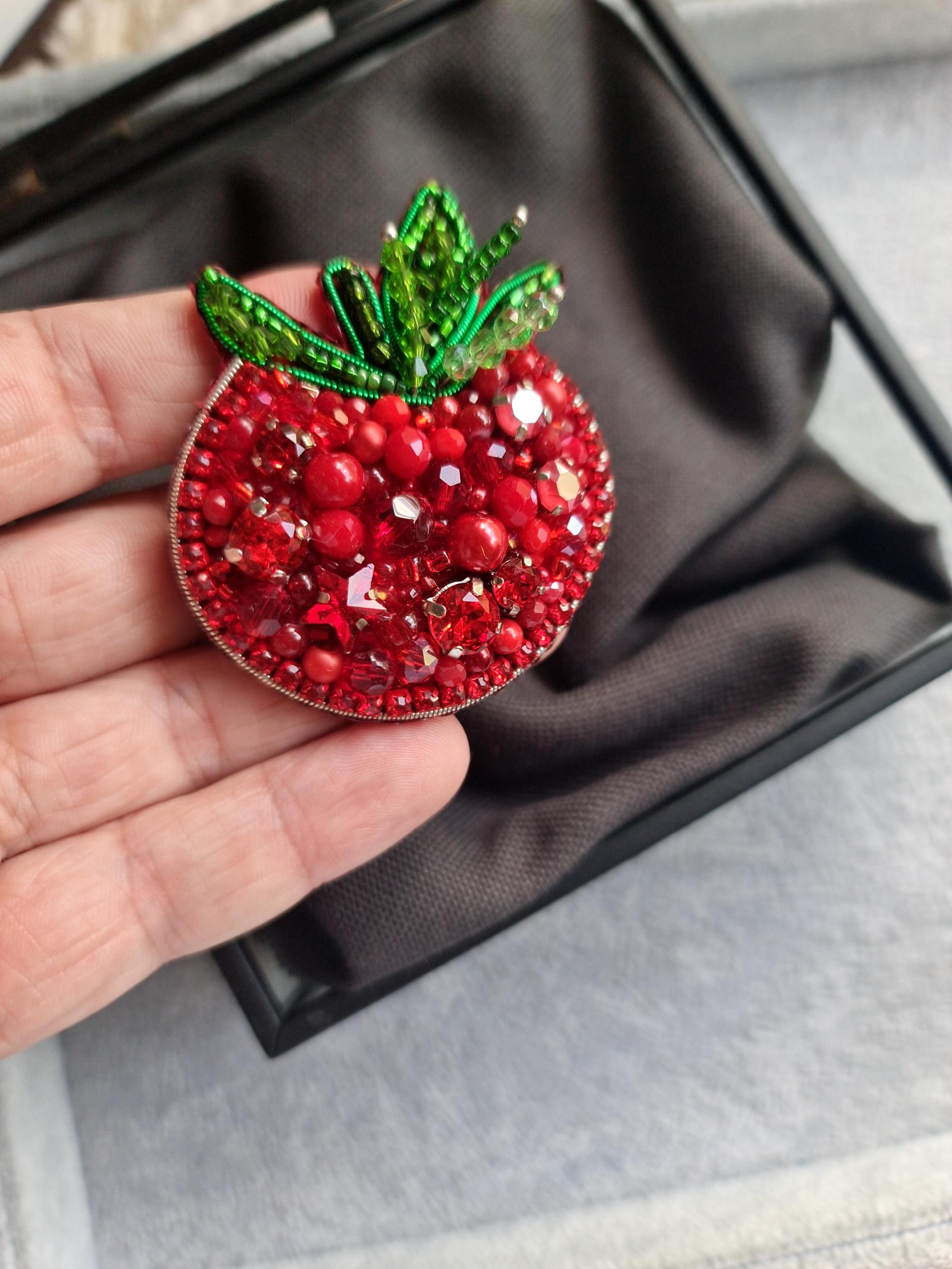 Beaded Tomato Brooch – Fall Style Vegetable Jewelry - Etsy