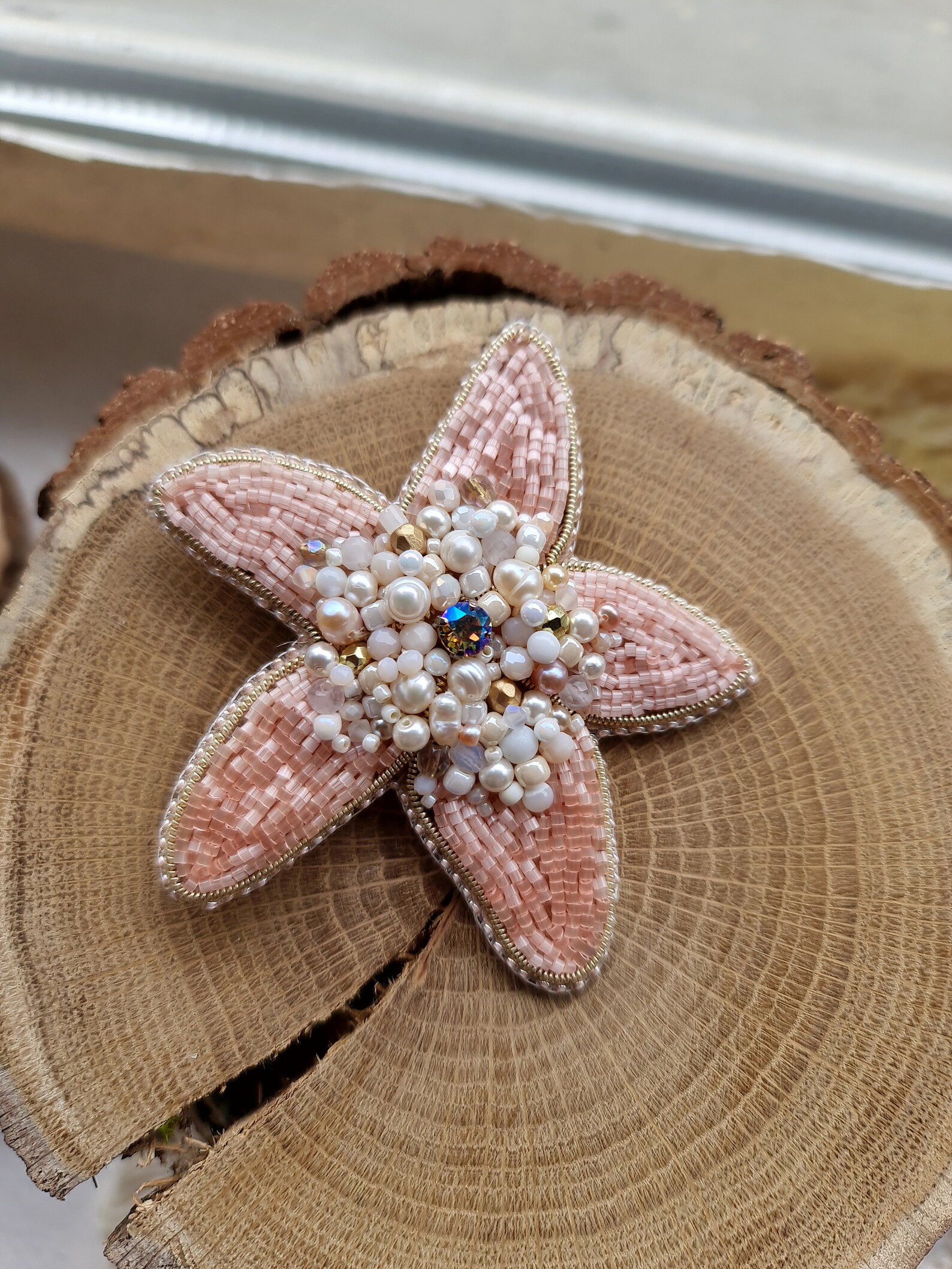 Stellar Seas: Starfish Beaded Brooch - Ocean Jewelry Gift for Mother's ...